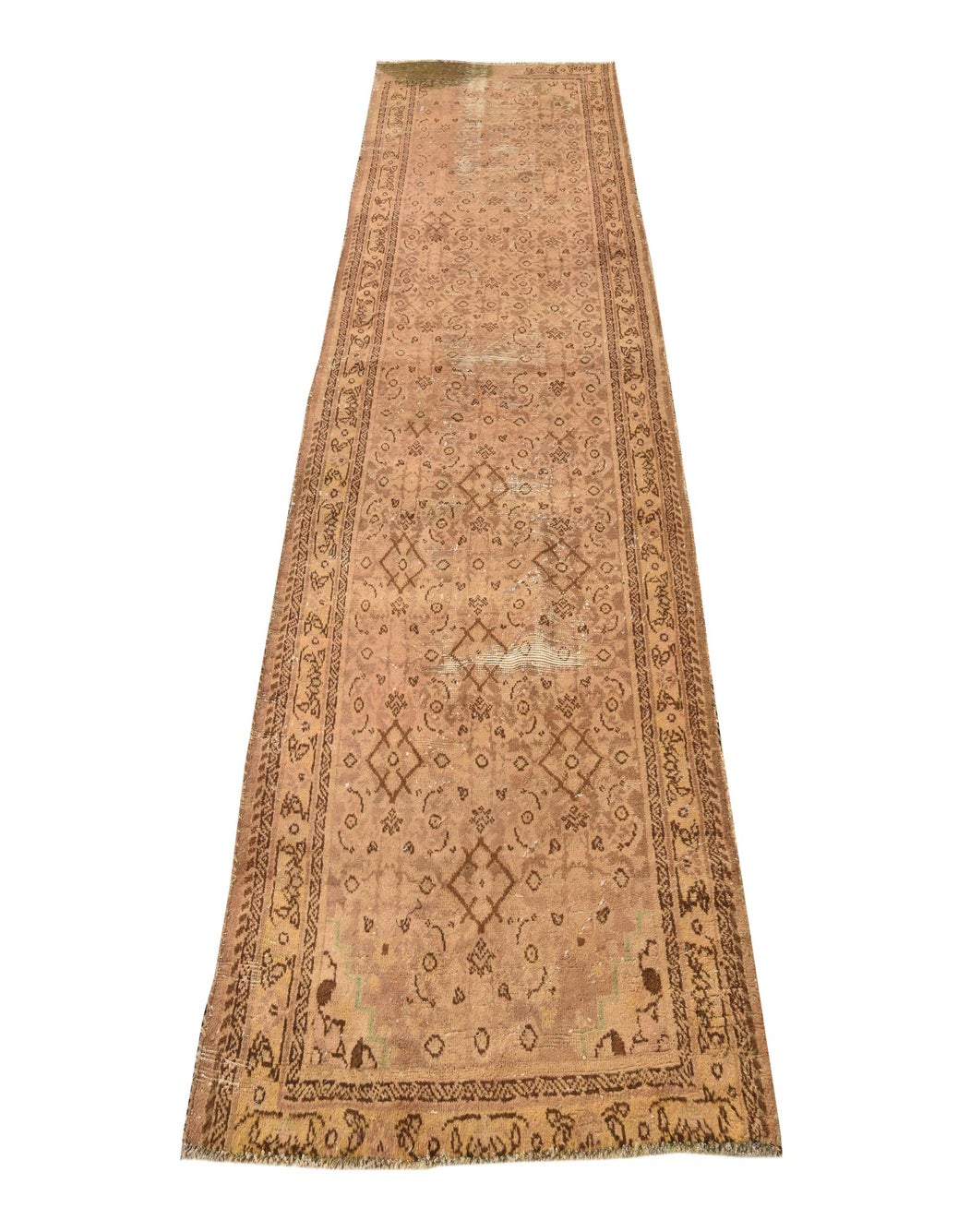 Light Brown 3' 9 x 9' 8 Hand Knotted Ultra Vintage Persian Wool Runner ...