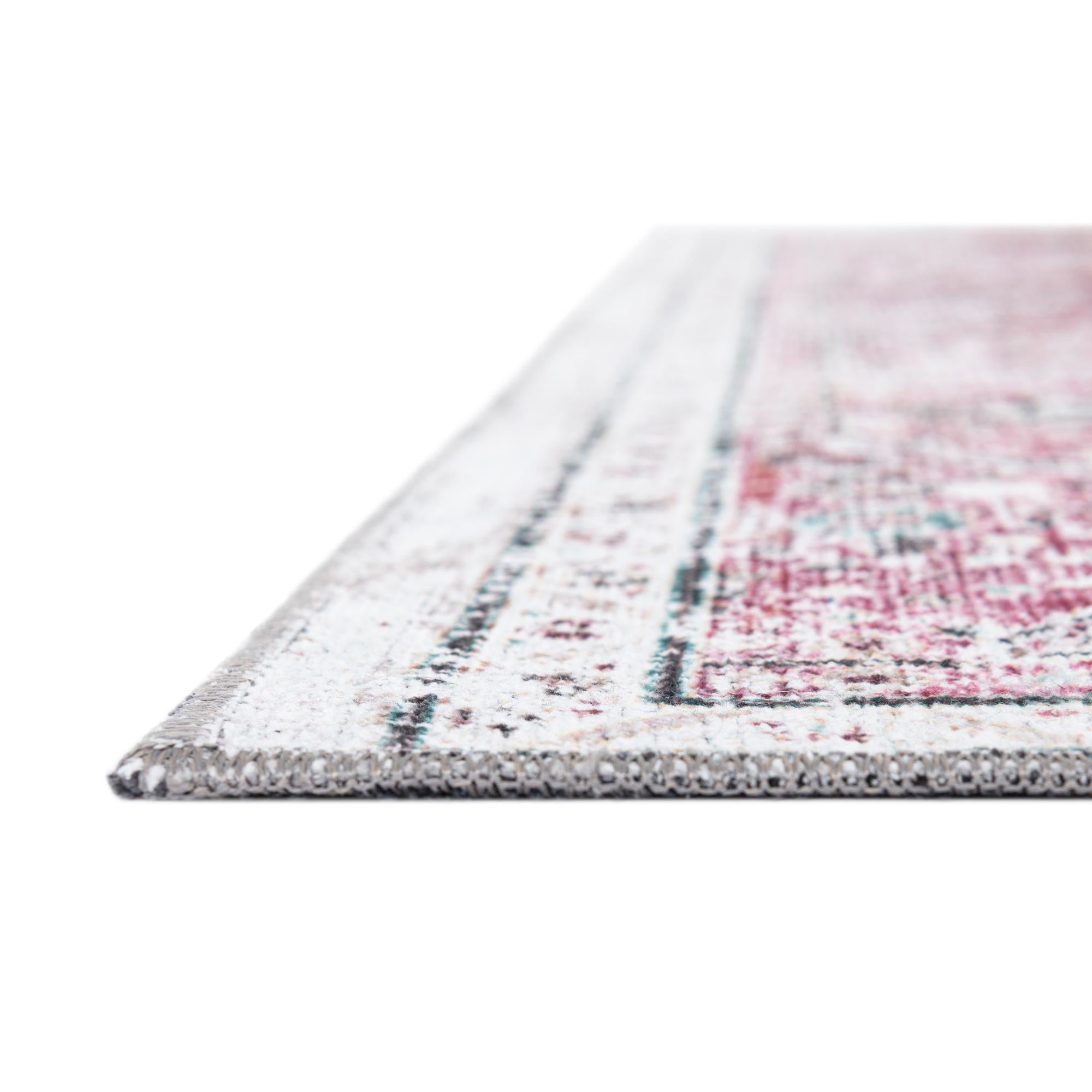 Light Coral Pink 2' x 5' Washable Yara Runner Rug | Rugs.com