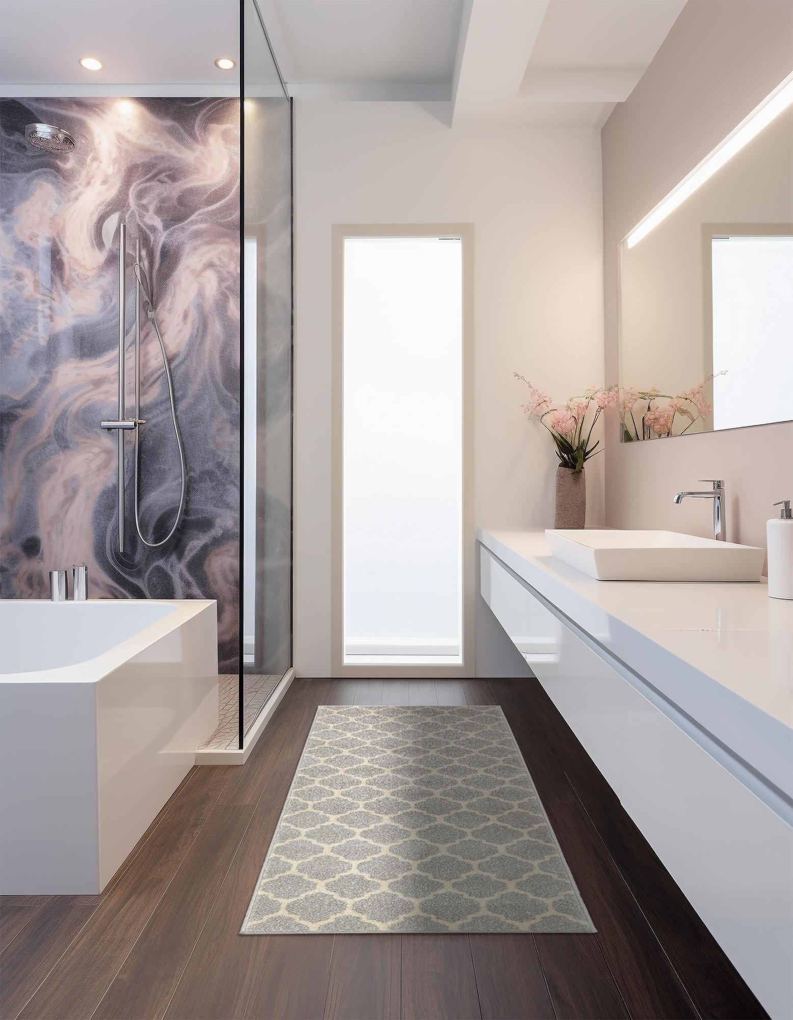 Light Gray 2' 7 x 13' Lattice Runner Rug | Rugs.com