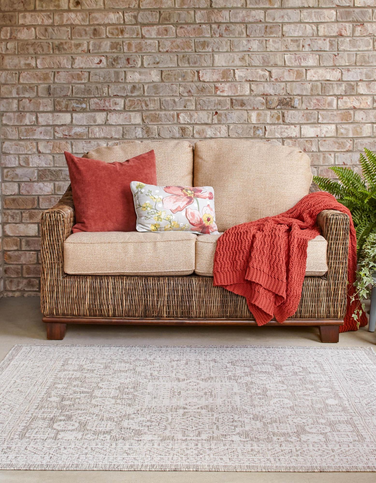 Light Gray 5' 3 x 5' 3 Aztec Indoor / Outdoor Square Rug | Rugs.com