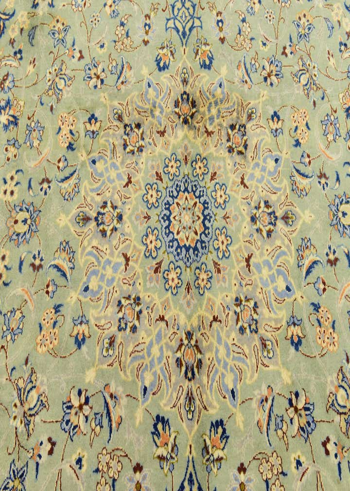 Light Green 9' 5 x 12' 10 Hand Knotted Isfahan Persian Wool Rug | Rugs.com