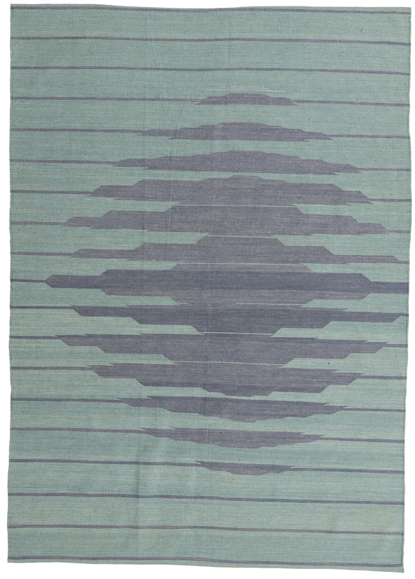 Light Green 5' 6 x 7' 9 Hand Woven Kilim Modern Wool Rug | Rugs.com