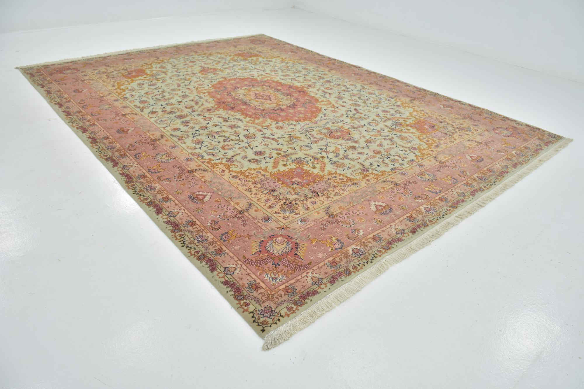 Light Green 9' 10 x 13' Hand Knotted Tabriz Persian Rug | Rugs.com