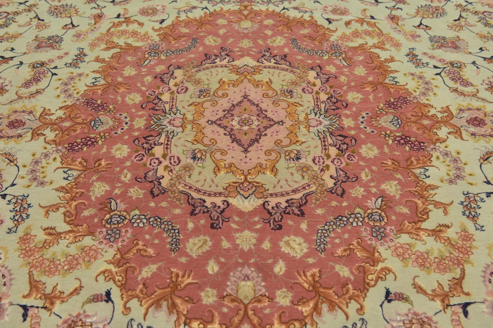 Light Green 9' 10 x 13' Hand Knotted Tabriz Persian Rug | Rugs.com