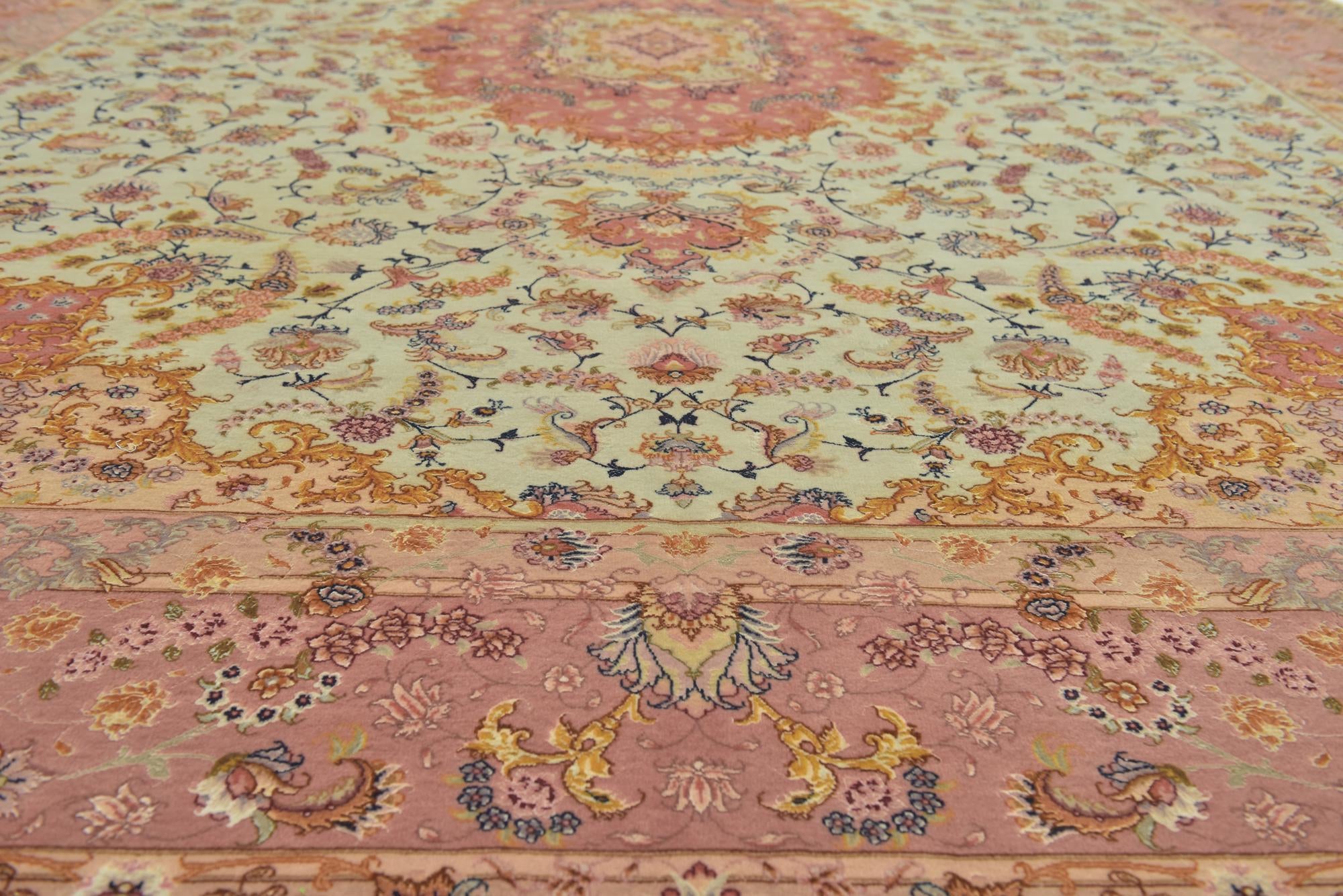 Light Green 9' 10 x 13' Hand Knotted Tabriz Persian Rug | Rugs.com