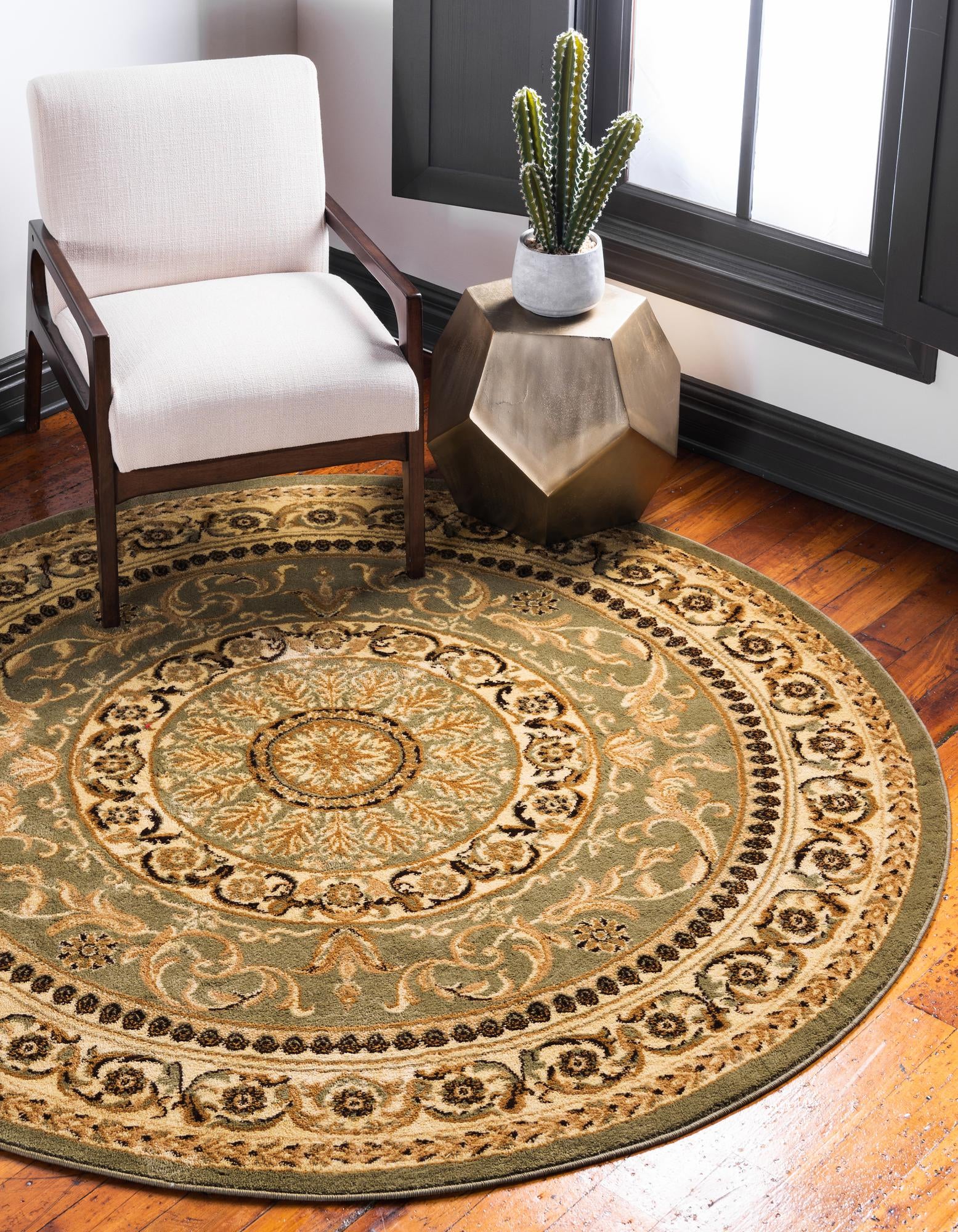 Brown 6' x 6' Chateau Round Rug | Rugs.com