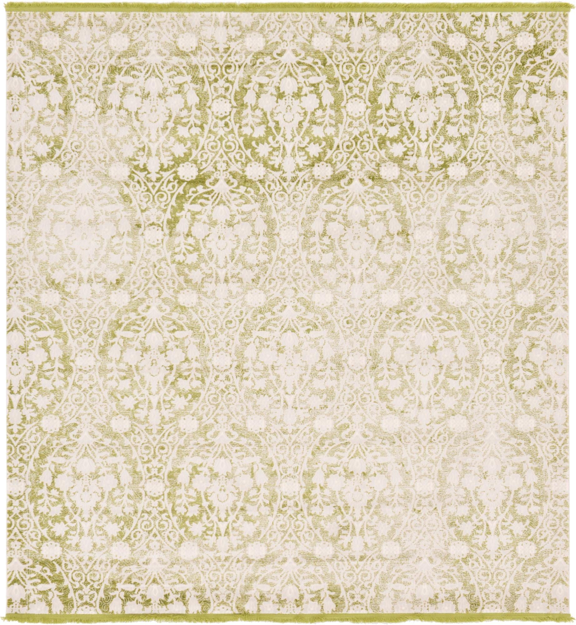 Light Green 8' x 8' Modern Classical Square Rug | Rugs.com