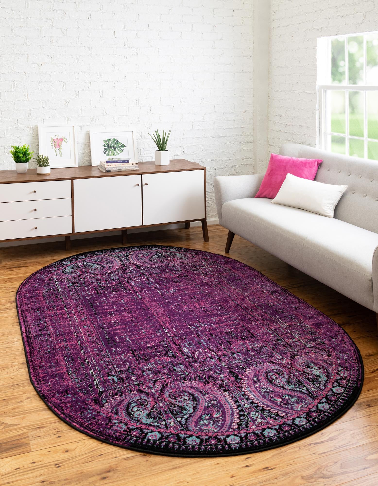 Lilac 4' x 6' Ankara Oval Rug | Rugs.com
