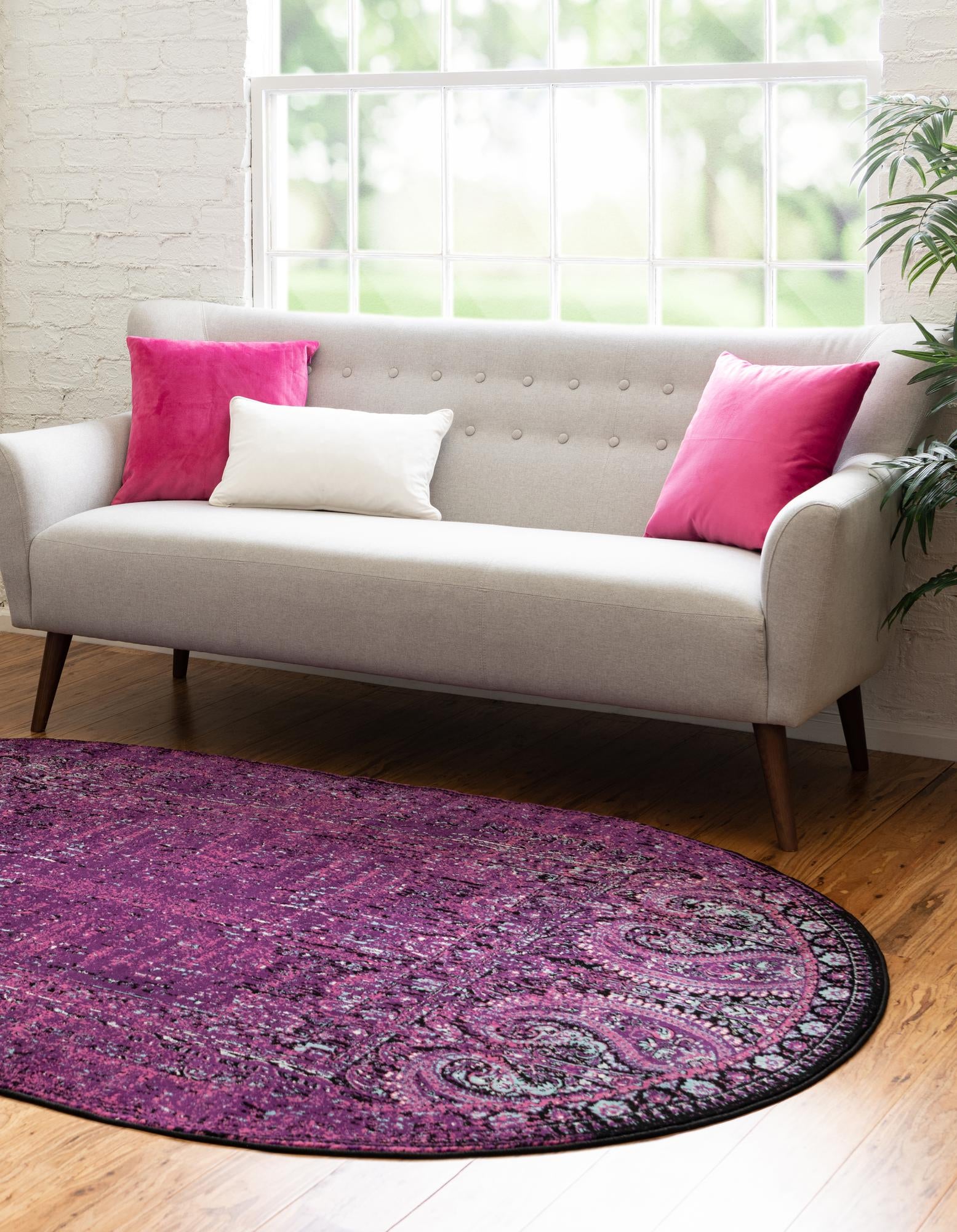 Lilac 4' x 6' Ankara Oval Rug | Rugs.com