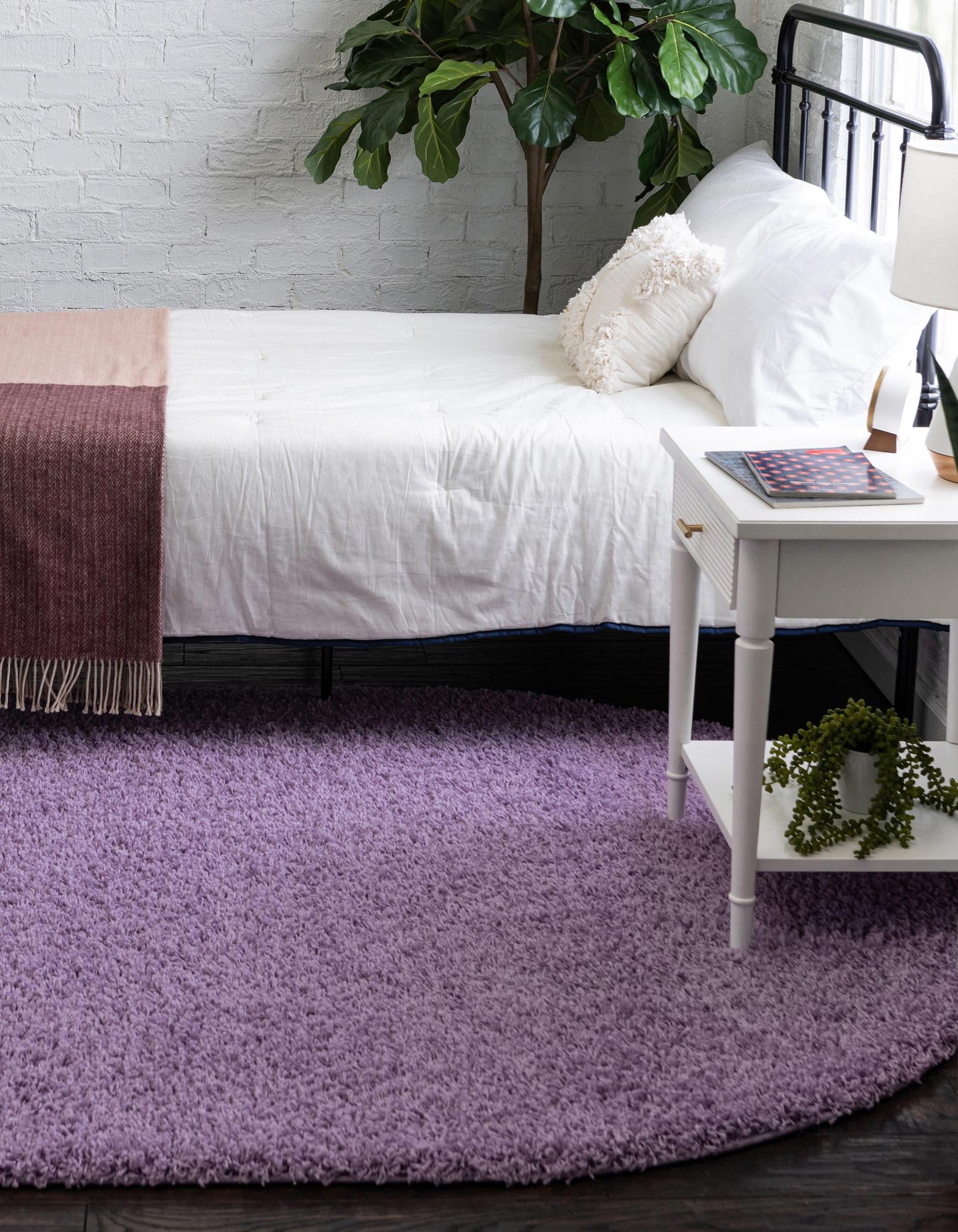 Lilac 5' x 8' Solid Shag Oval Rug | Rugs.com