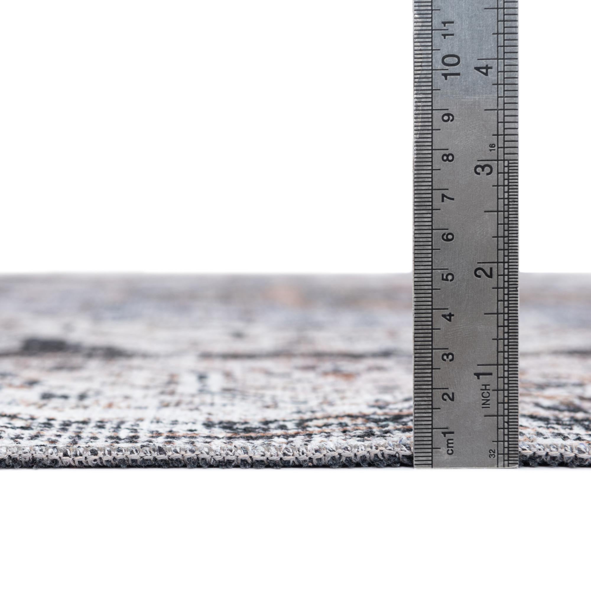 Linen Charcoal 5' x 5' Washable Yara Square Rug | Rugs.com