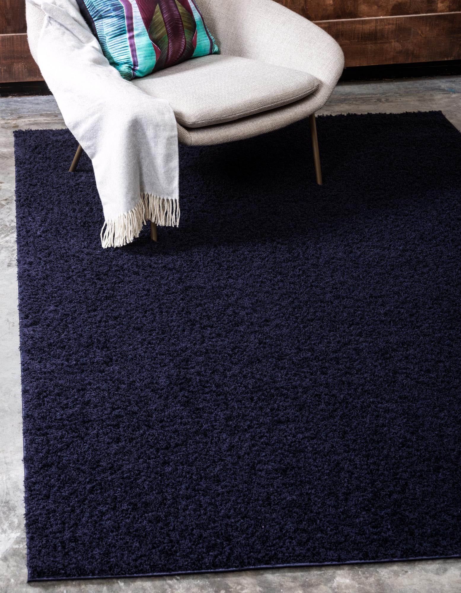 Midnight Blue 4' x 6' Solid Shag Rug | Rugs.com