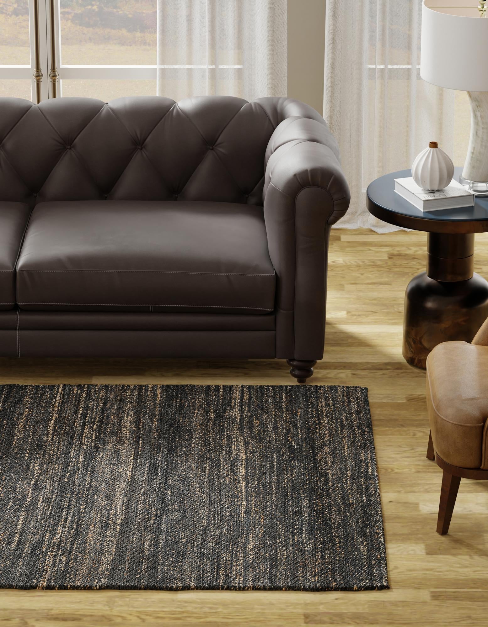 Midnight Denim Blue 7' 10 x 10' Hand Woven Palm Beach Jute Rug | Rugs.com