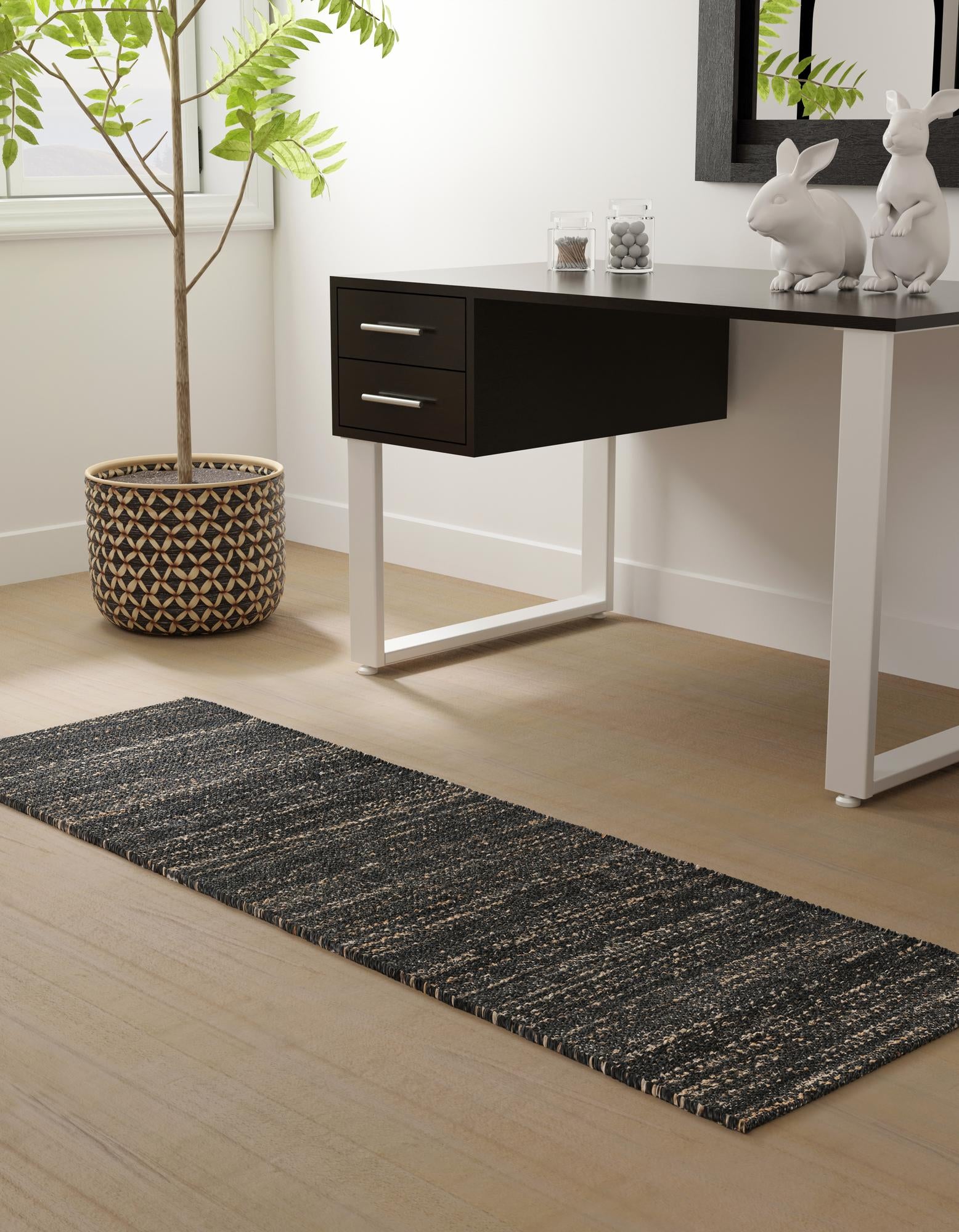 Midnight Denim Blue 2' 7 x 12' Hand Woven Palm Beach Jute Runner Rug ...