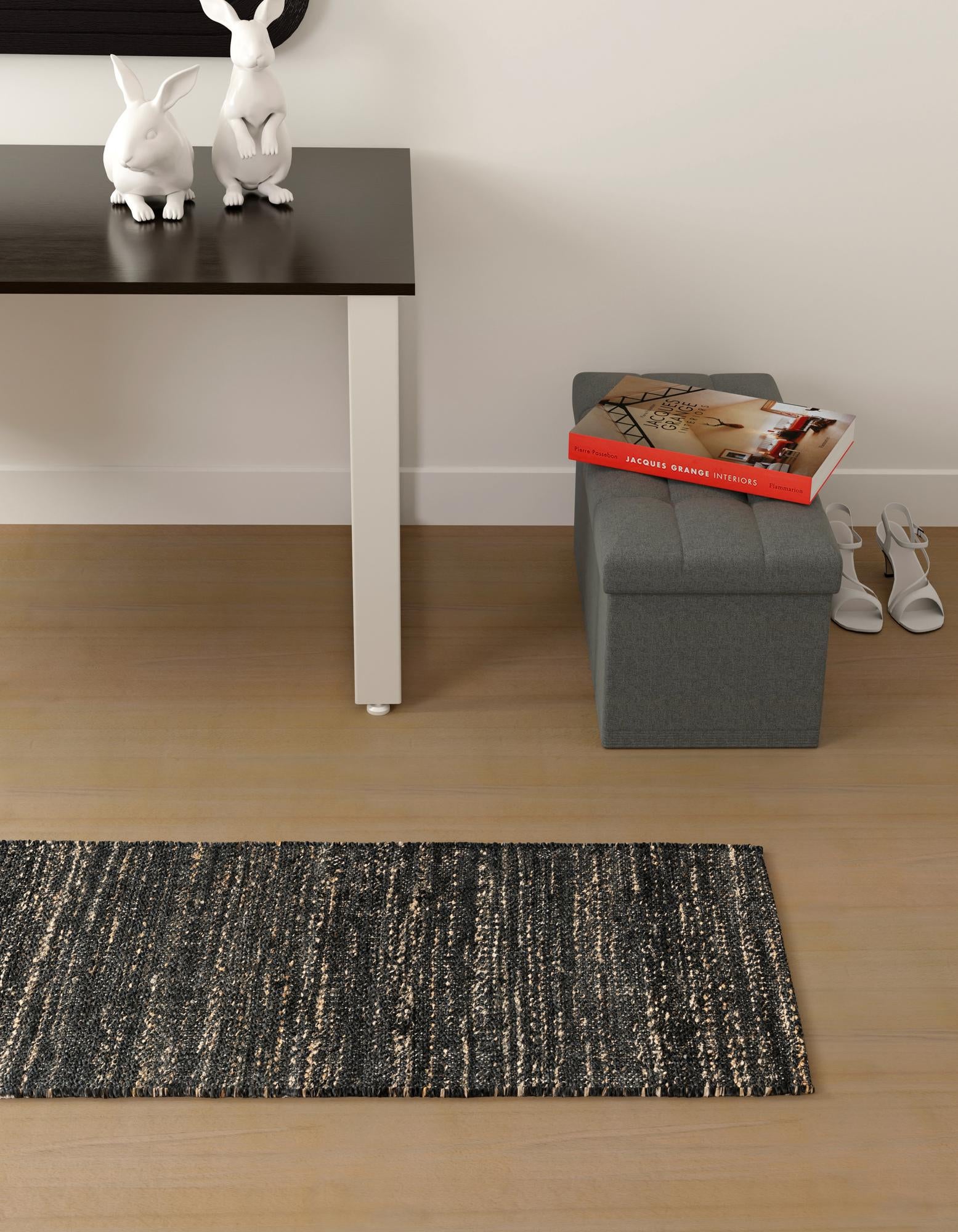 Midnight Denim Blue 2' 7 x 12' Hand Woven Palm Beach Jute Runner Rug ...