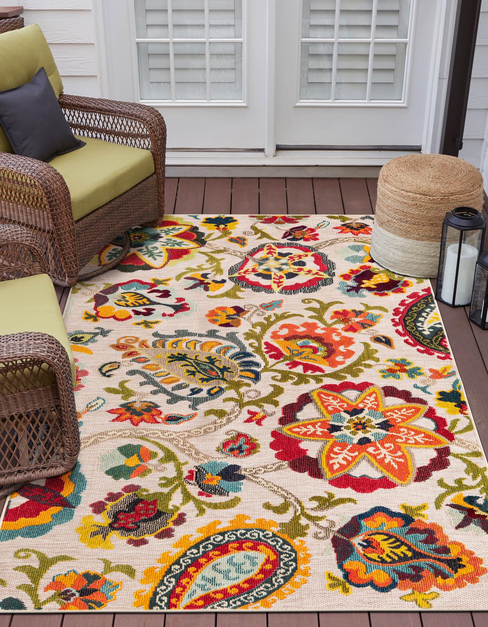 Multicolor Beige 7' 10 x 10' Casablanca Indoor / Outdoor Rug | Rugs.com