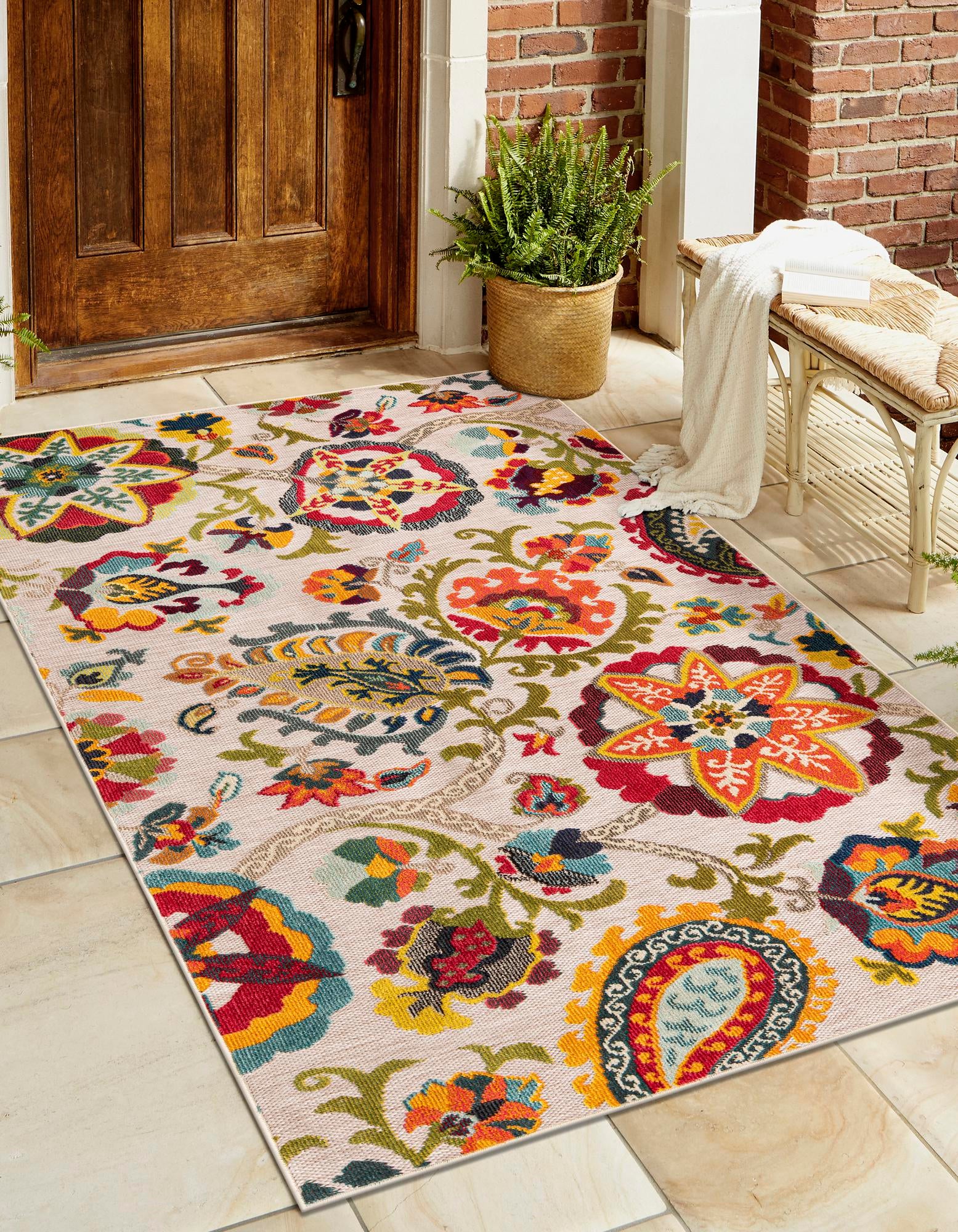 Multicolor Beige 7' 10 x 10' Casablanca Indoor / Outdoor Rug | Rugs.com