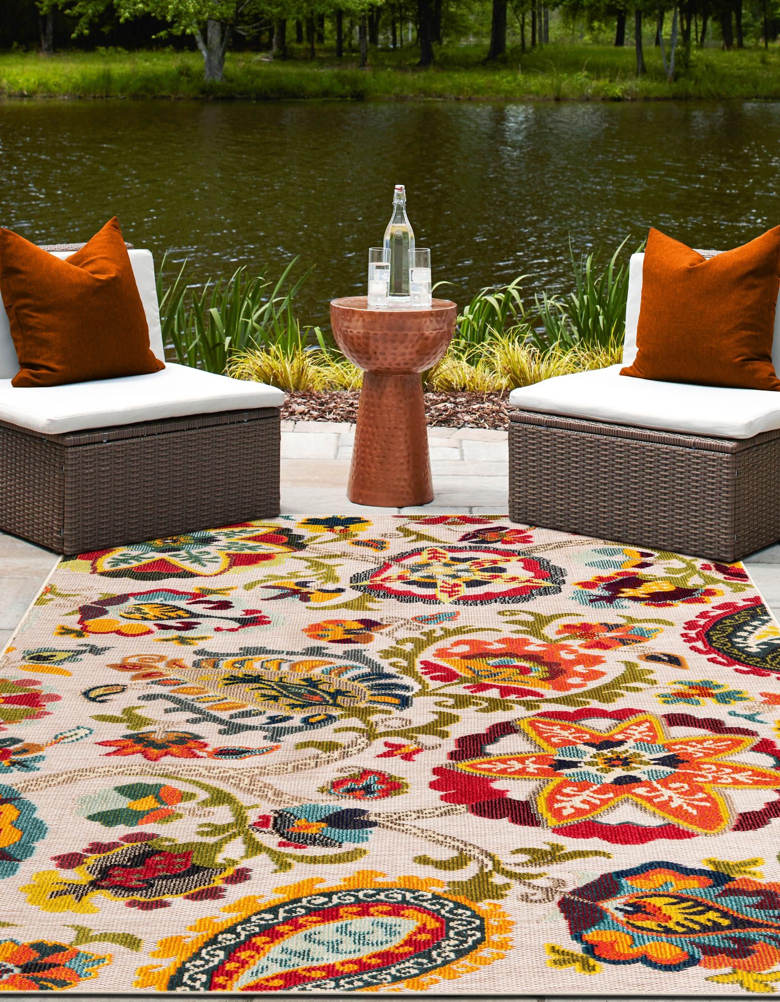 Multicolor Beige 7' 10 x 10' Casablanca Indoor / Outdoor Rug | Rugs.com
