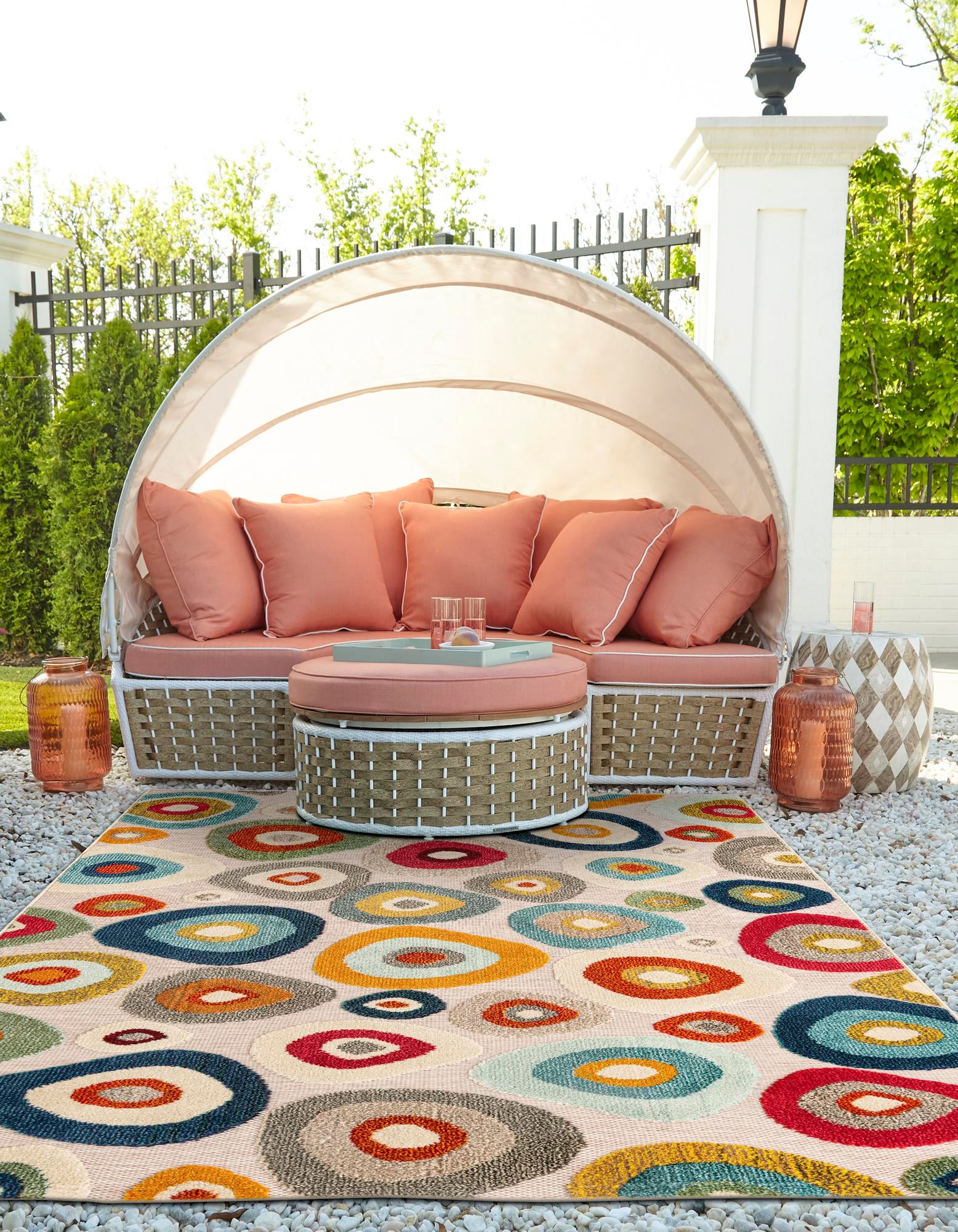 Multicolor Beige 5' 3 x 8' Casablanca Indoor / Outdoor Rug | Rugs.com
