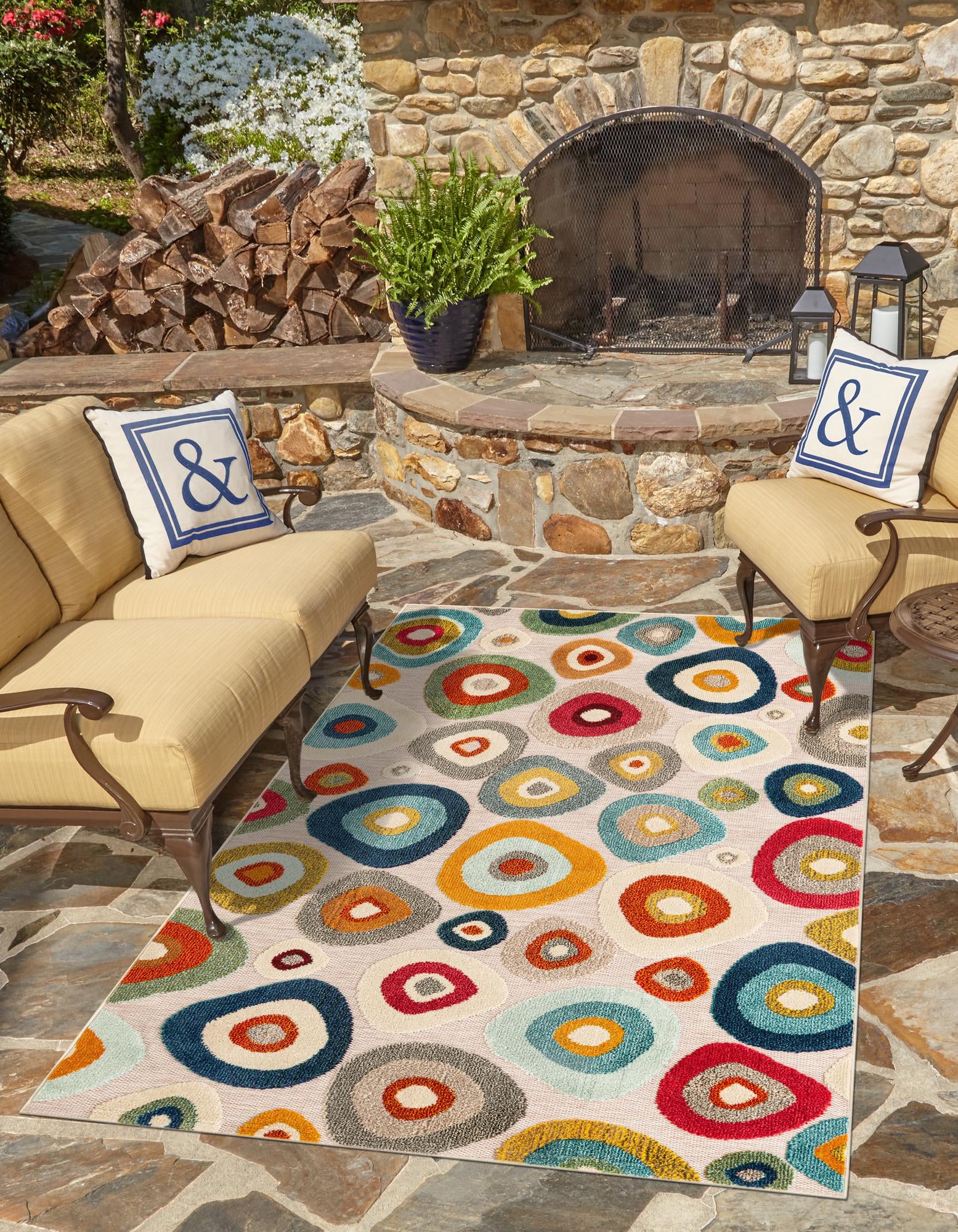 Multicolor Beige 5' 3 x 8' Casablanca Indoor / Outdoor Rug | Rugs.com