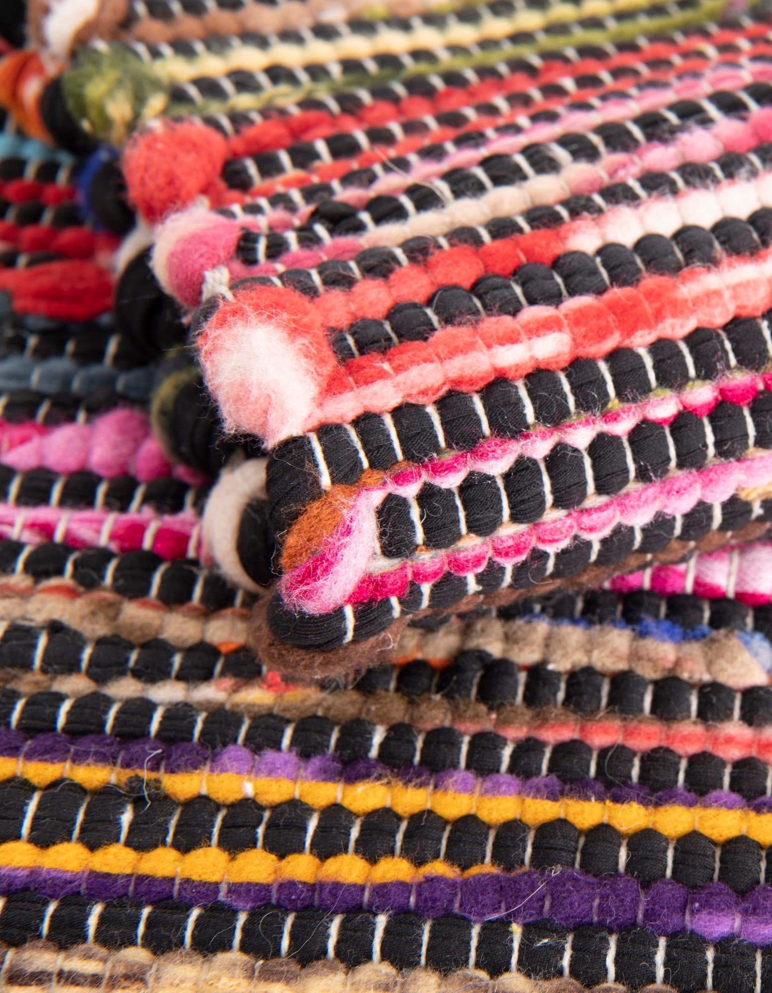 Multicolor Black 10' x 14' 1 Hand Woven Chindi Cotton Rug | Rugs.com