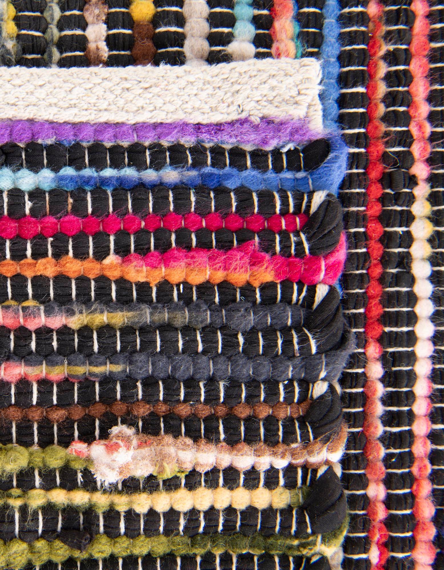 Multicolor Black 7' 10 x 10' Hand Woven Chindi Cotton Rug | Rugs.com