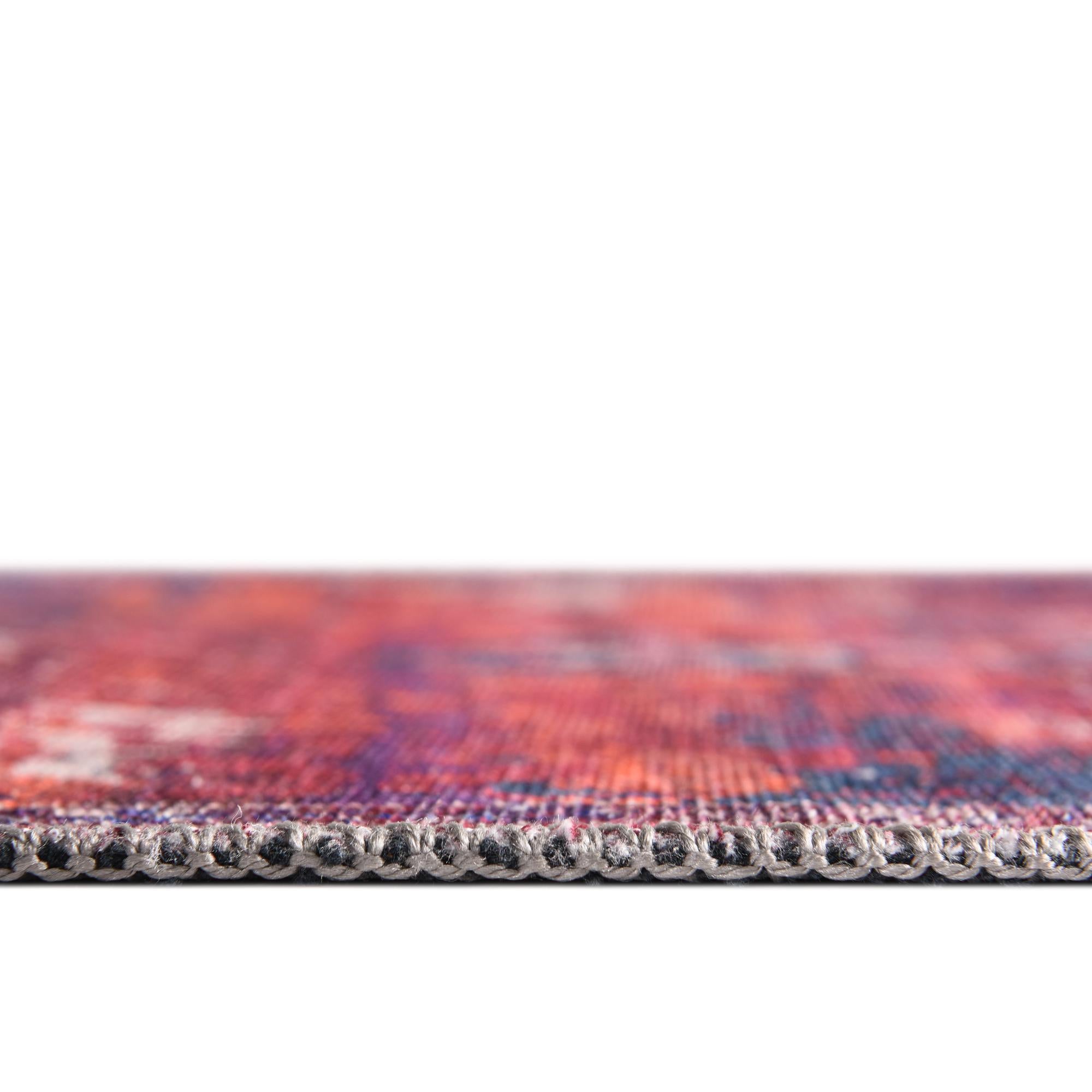 Multicolor Fuchsia 2' x 13' Washable Francesca Runner Rug | Rugs.com