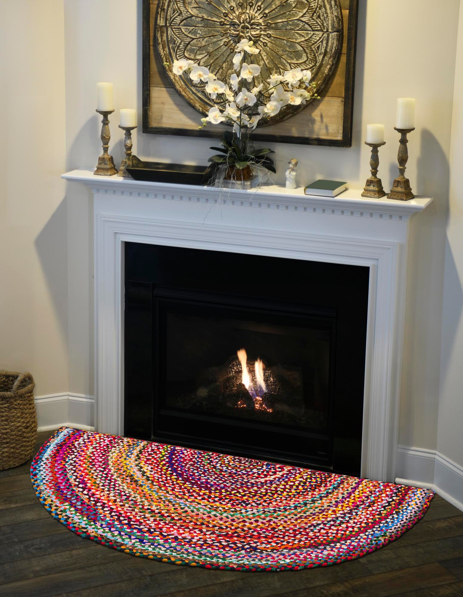 Multicolor 3' 1 x 6' 1 Hand Braided Chindi Hearth Rug | Rugs.com