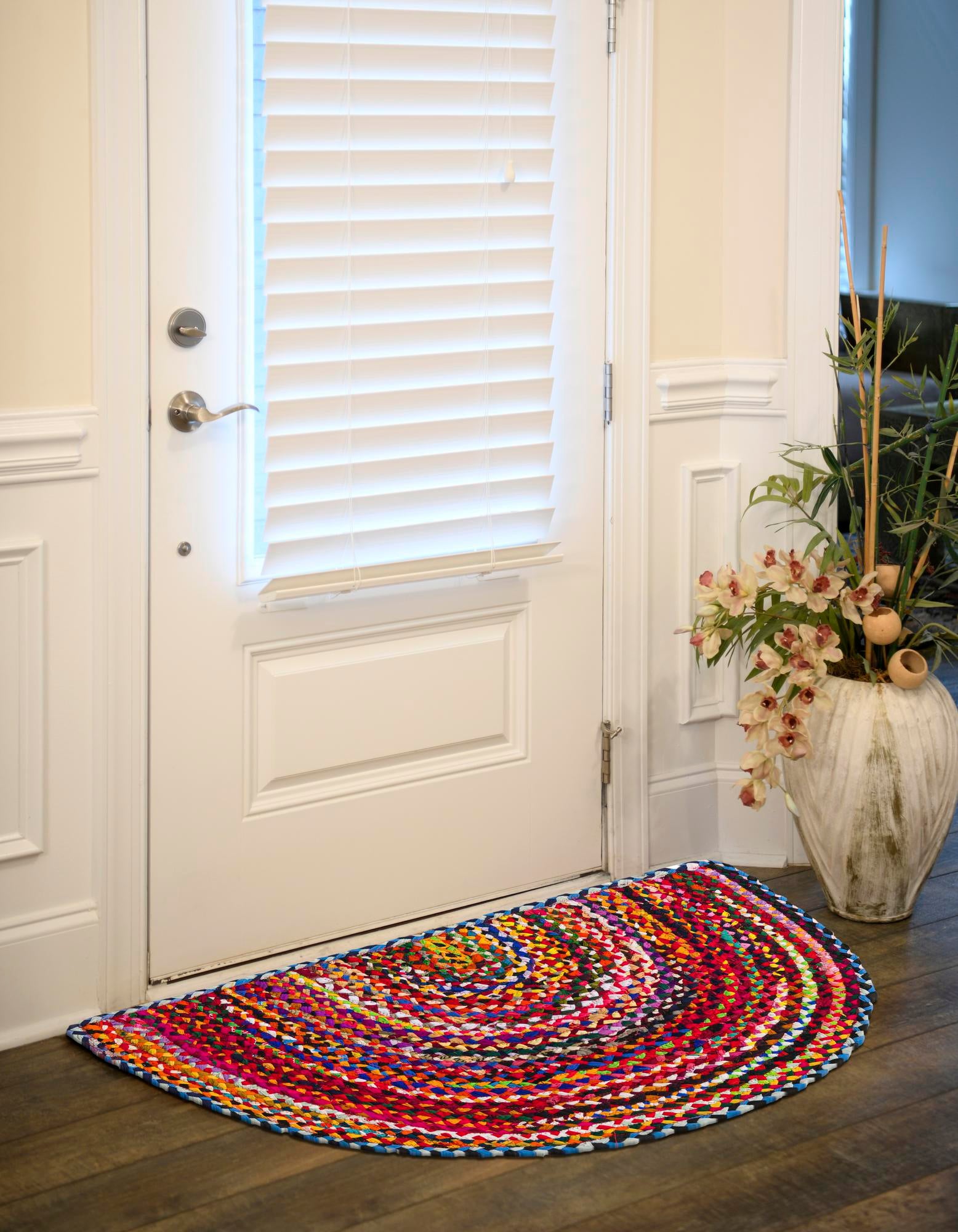 Multicolor 2' 2 x 3' 7 Hand Braided Chindi Hearth Rug | Rugs.com
