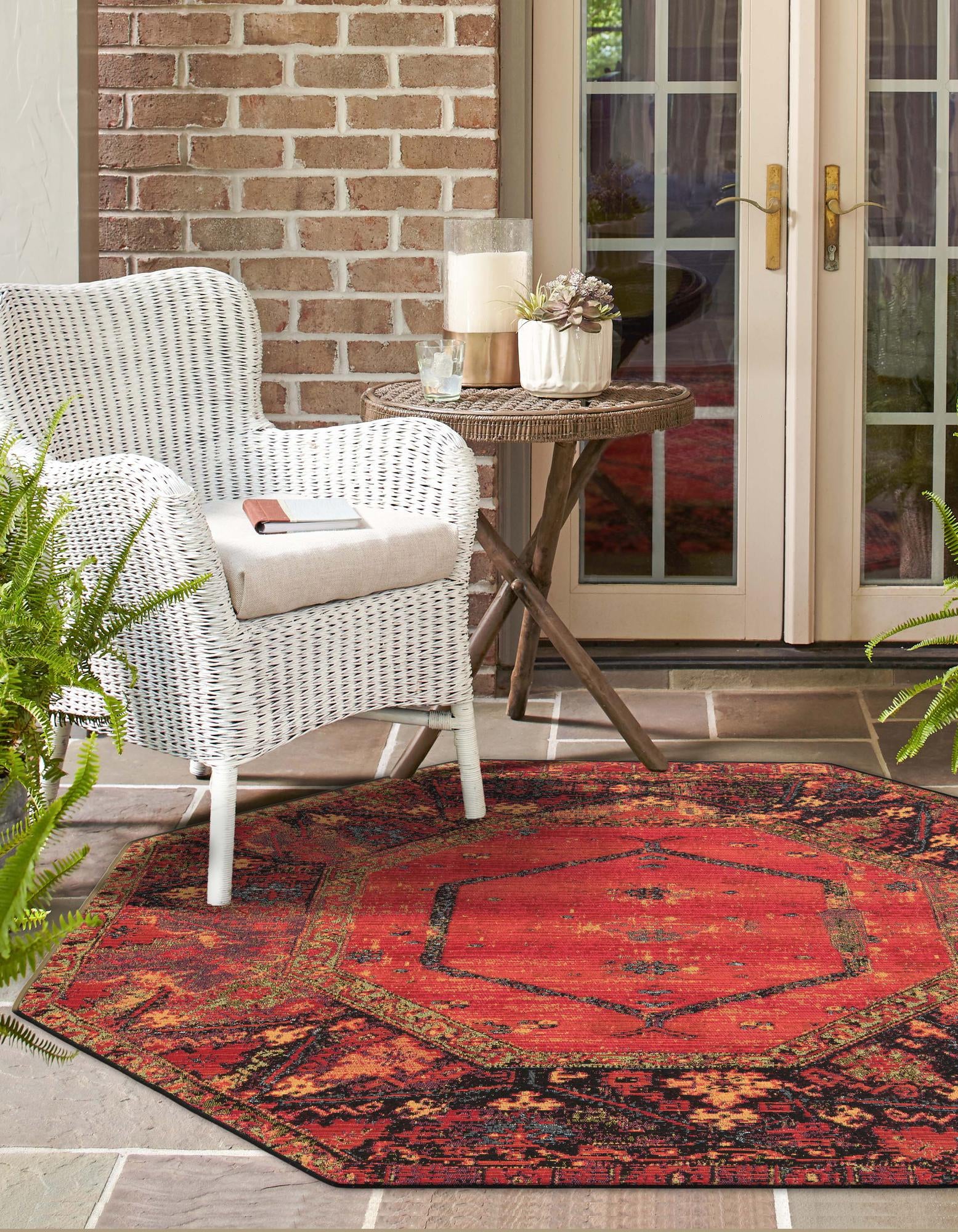 Multicolor 7' 10 x 7' 10 Tribal Indoor / Outdoor Octagon Rug | Rugs.com