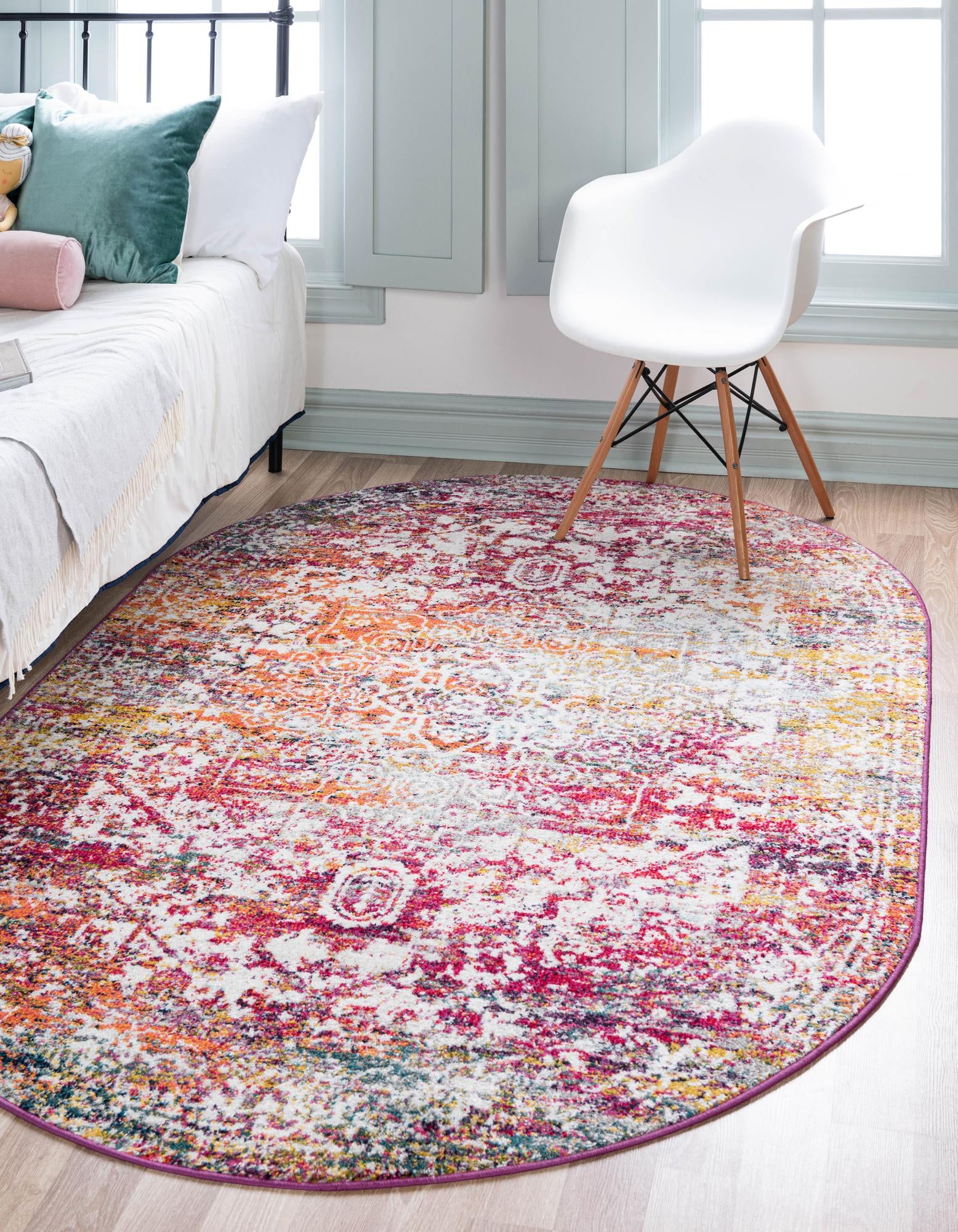 Multicolor 3' 3 x 5' 1 Hand Braided Chindi Oval Rug | Rugs.com