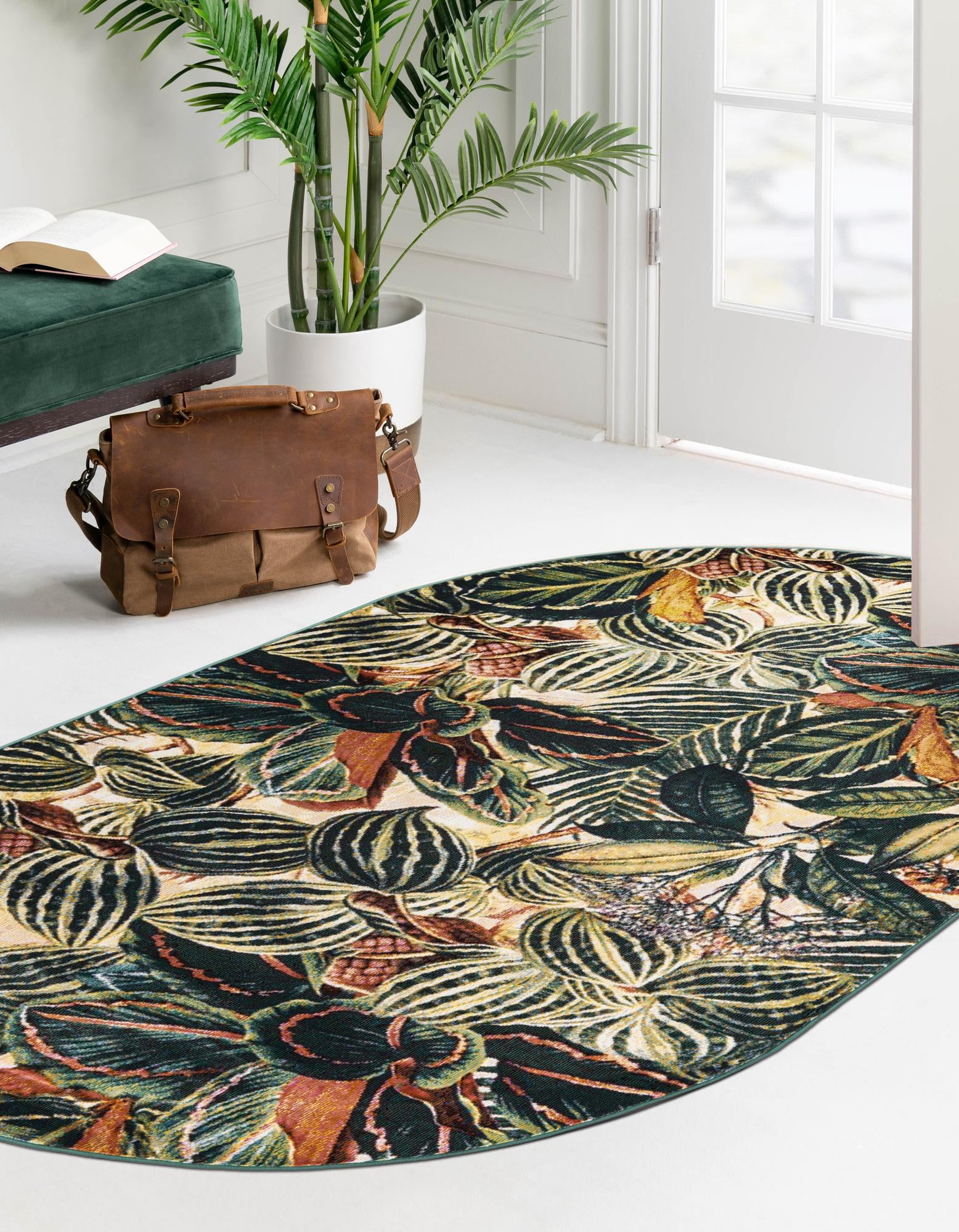 Multicolor 4' x 6' Blossom Oval Rug | Rugs.com