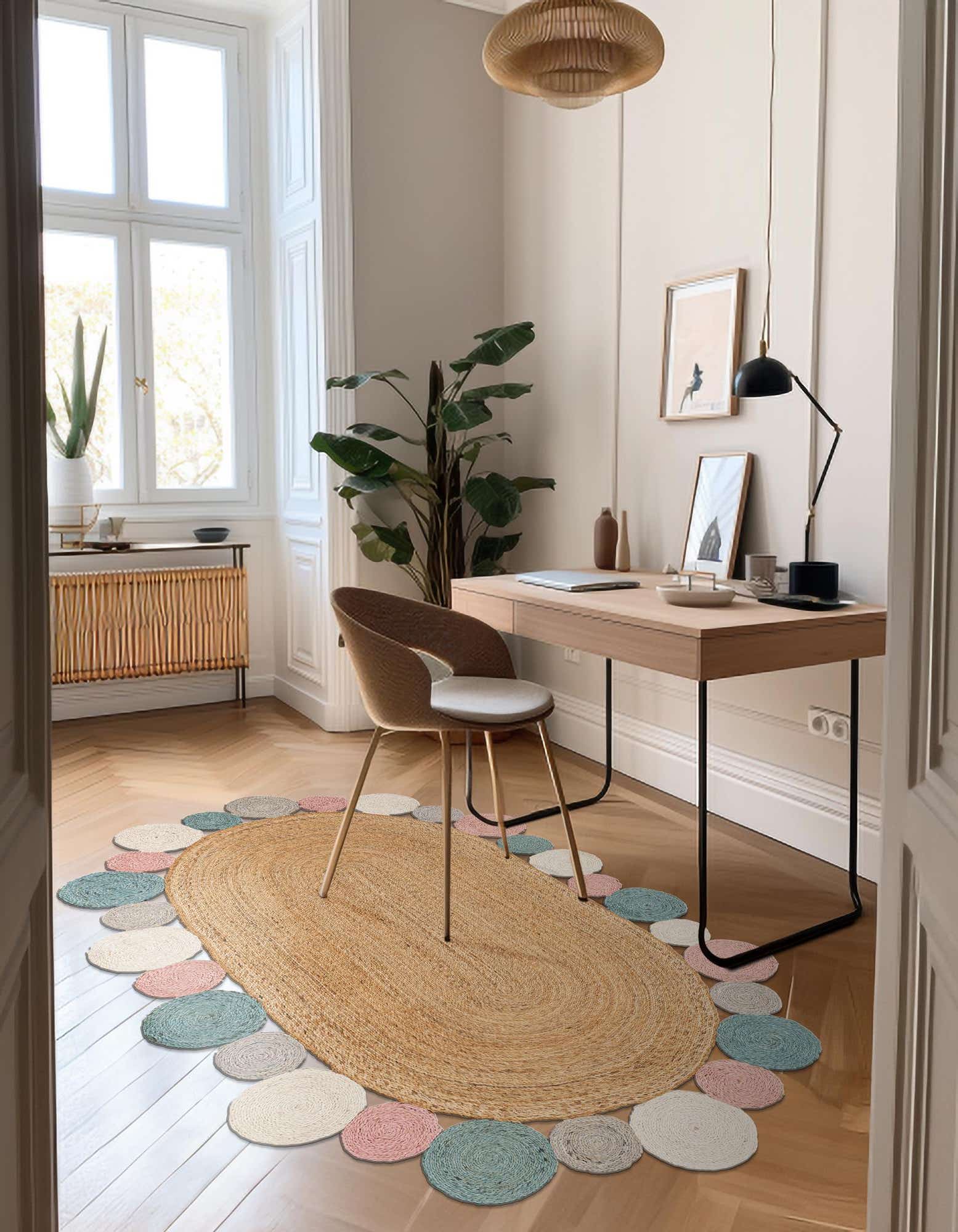 Multicolor 4' 1 x 6' 1 Hand Braided Jute Oval Rug | Rugs.com