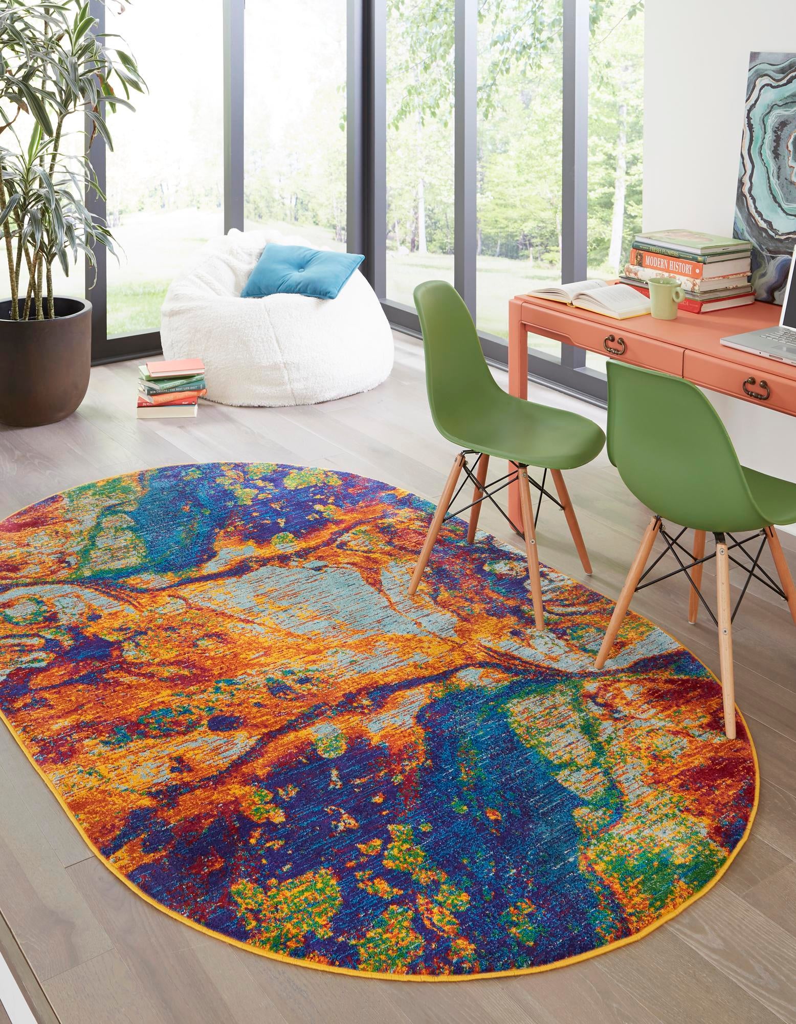 Multicolor 5' 3 x 8' Calypso Oval Rug | Rugs.com