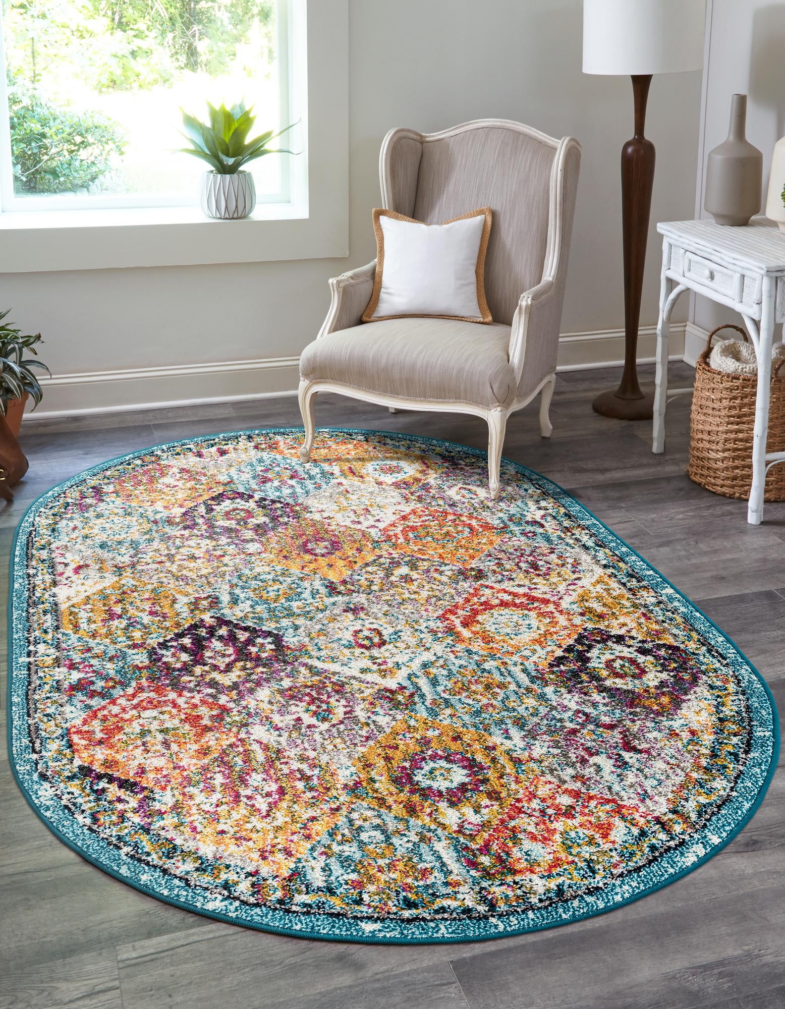 Multicolor 4' x 6' Madeline Oval Rug | Rugs.com