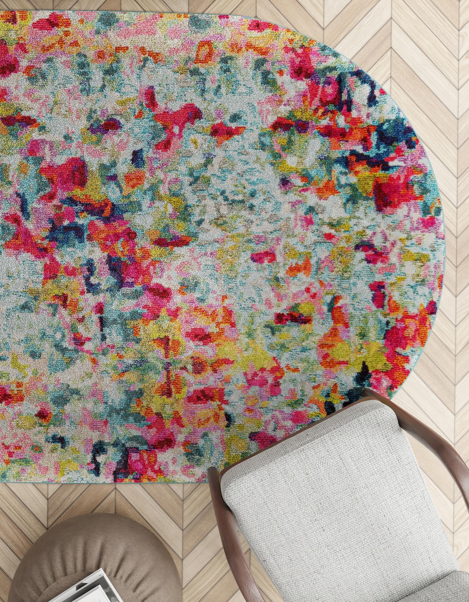 Multicolor 5' 3 x 8' Theia Oval Rug | Rugs.com