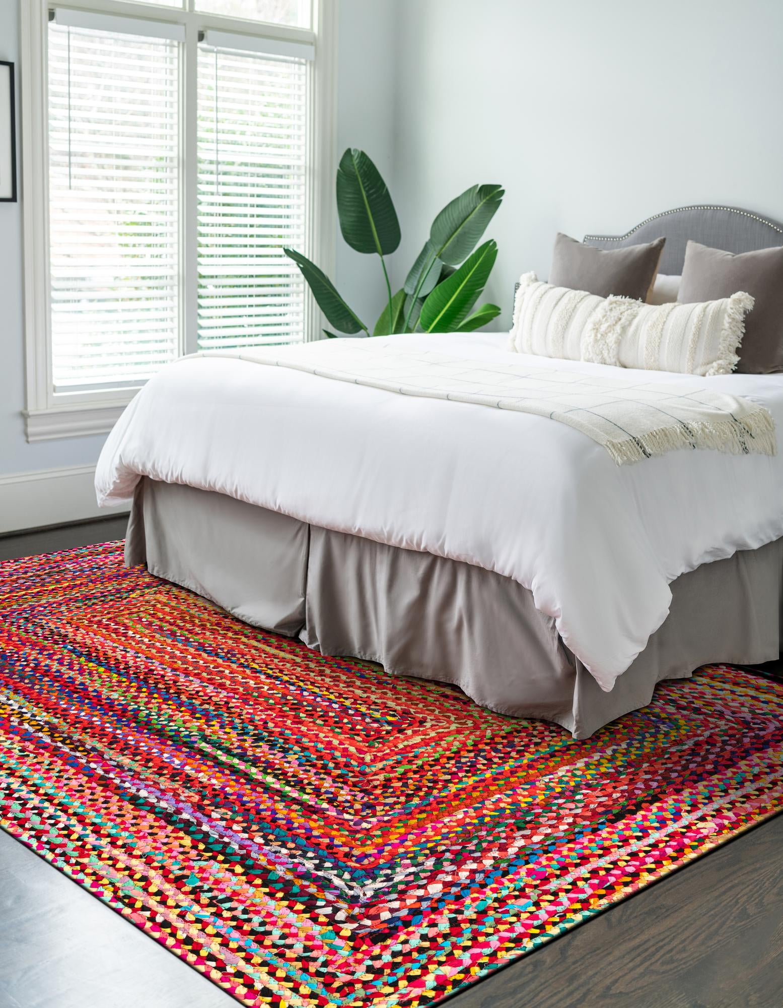 Multicolor 2' x 3' 1 Hand Braided Chindi Rug | Rugs.com