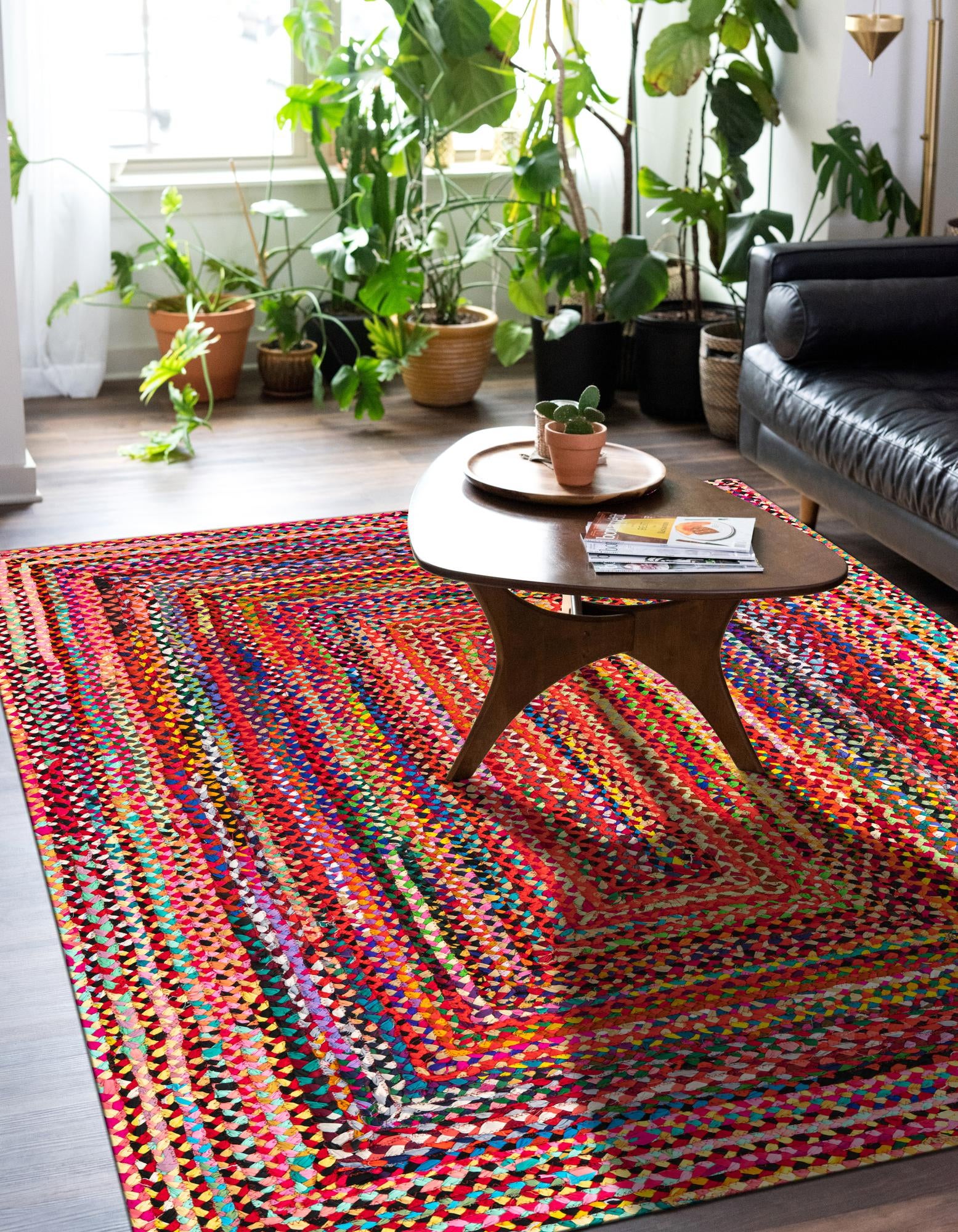 Multicolor 2' x 3' 1 Hand Braided Chindi Rug | Rugs.com