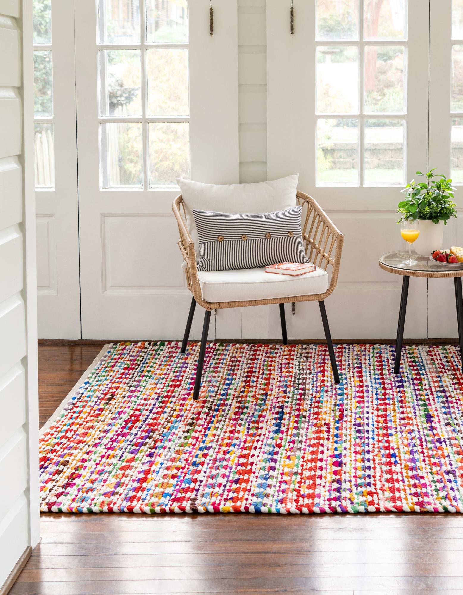 Multicolor 8' x 10' Hand Woven Braided Chindi Rug | Rugs.com