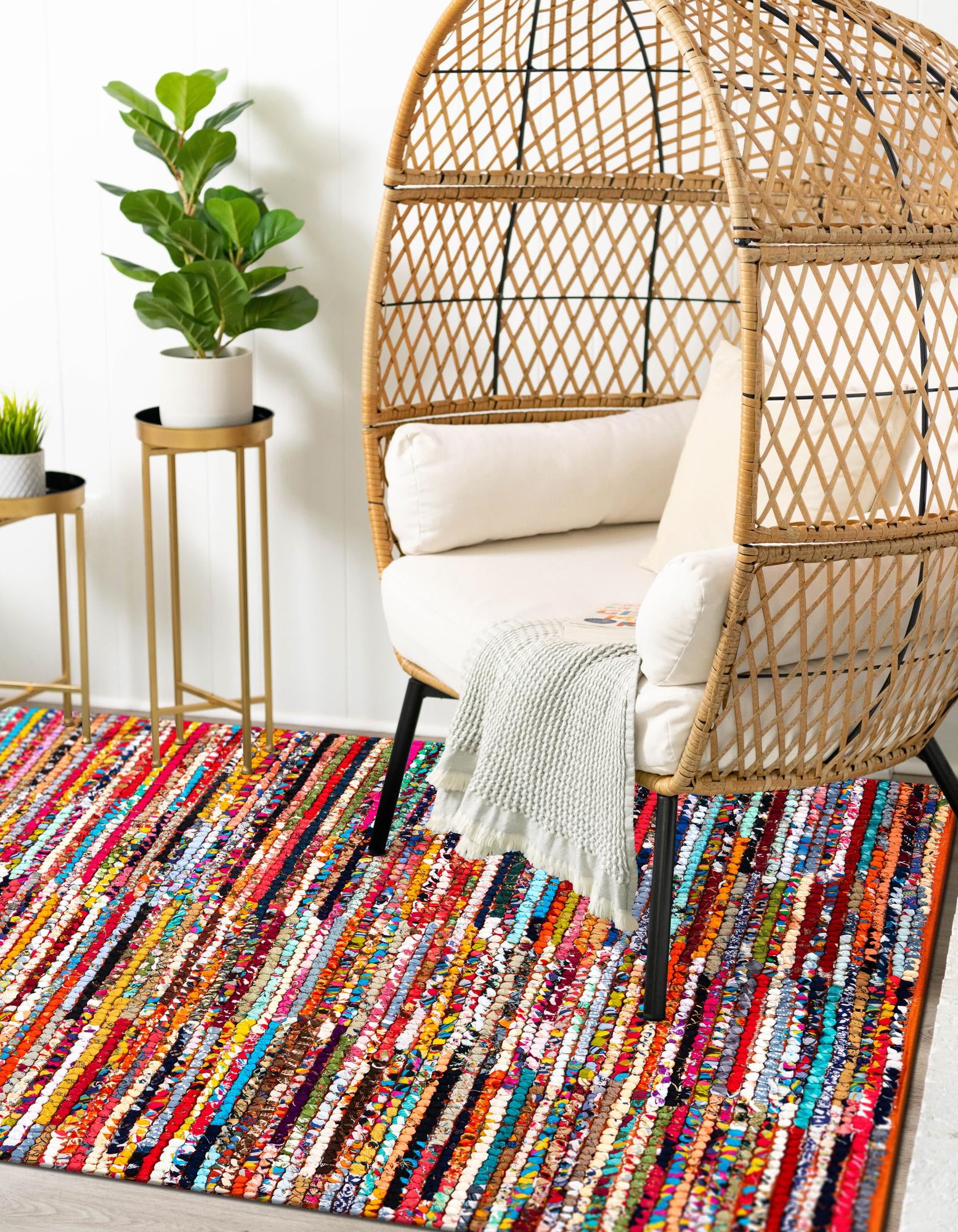 Multicolor 6' 1 x 9' Hand Braided Chindi Rug | Rugs.com