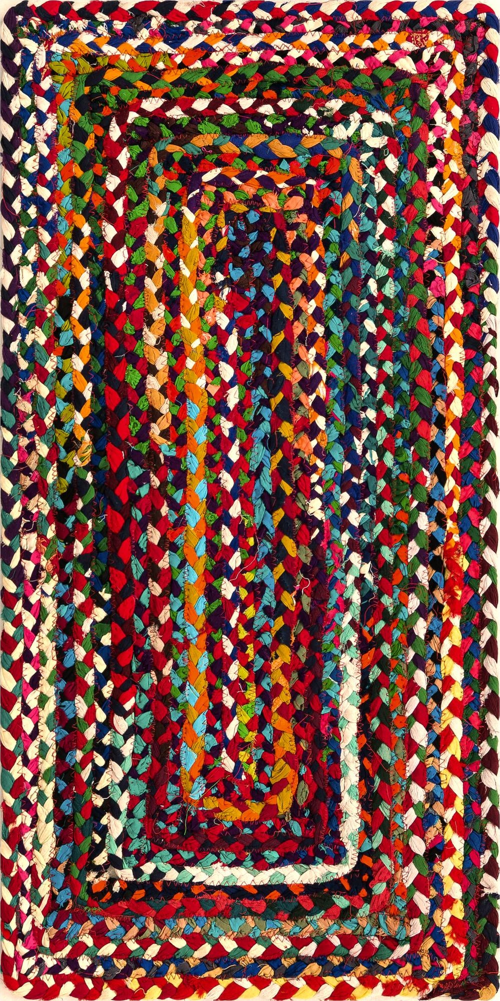 Blue 2' x 3' 1 Hand Braided Chindi Rug | Rugs.com