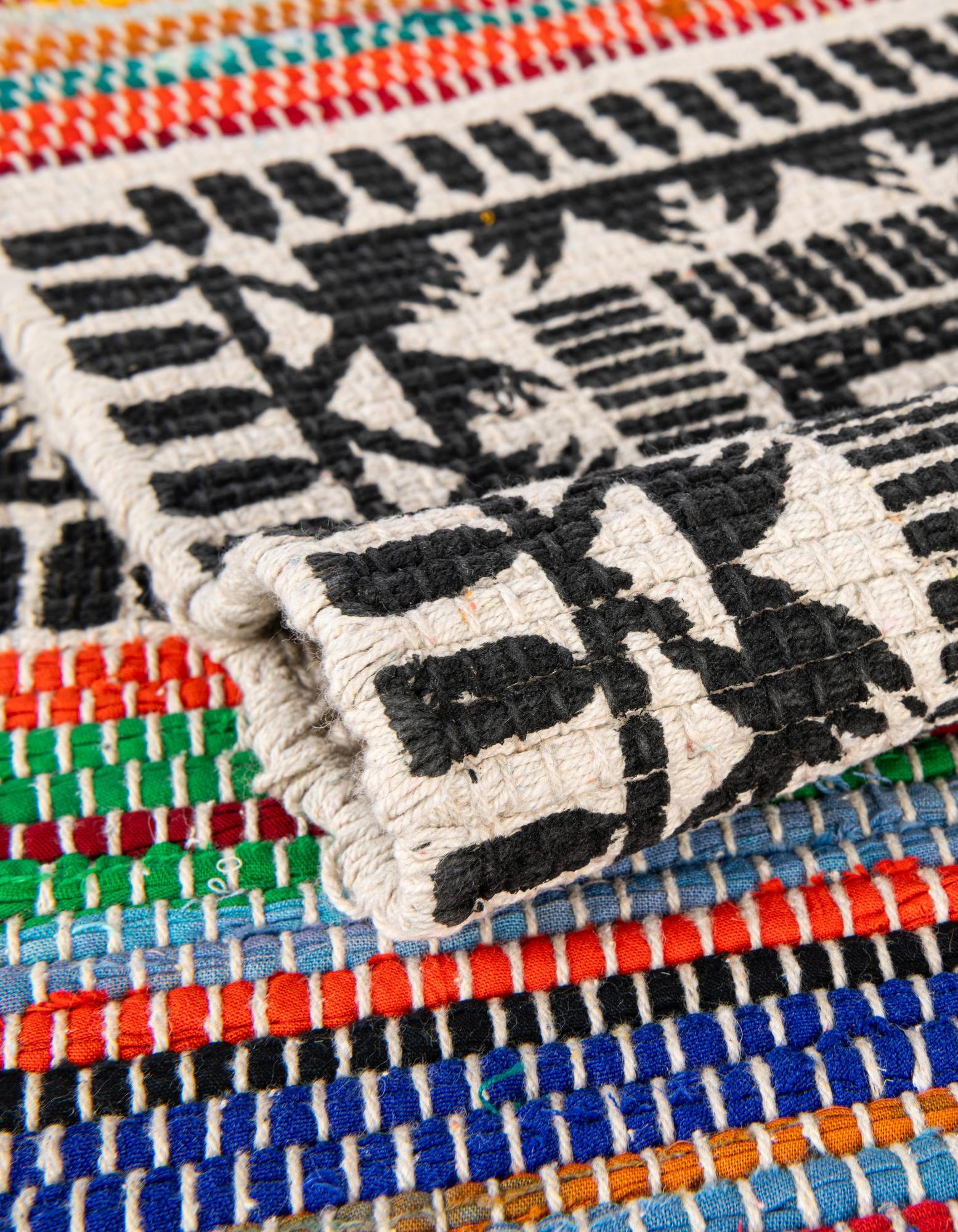 Multicolor 5' 1 x 8' Hand Braided Chindi Cotton Rug | Rugs.com