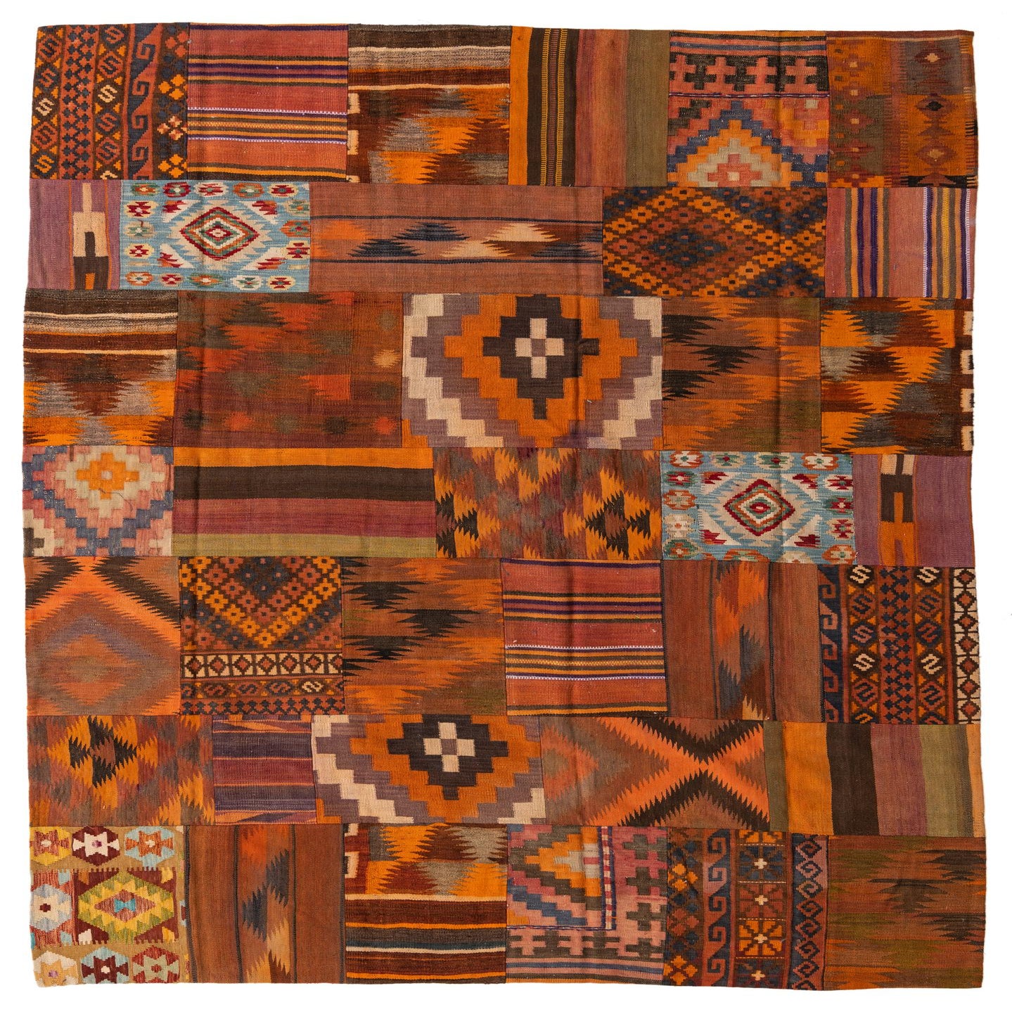 Multicolor 7' x 9' 9 Hand Woven Kilim Patchwork Wool Rug | Rugs.com