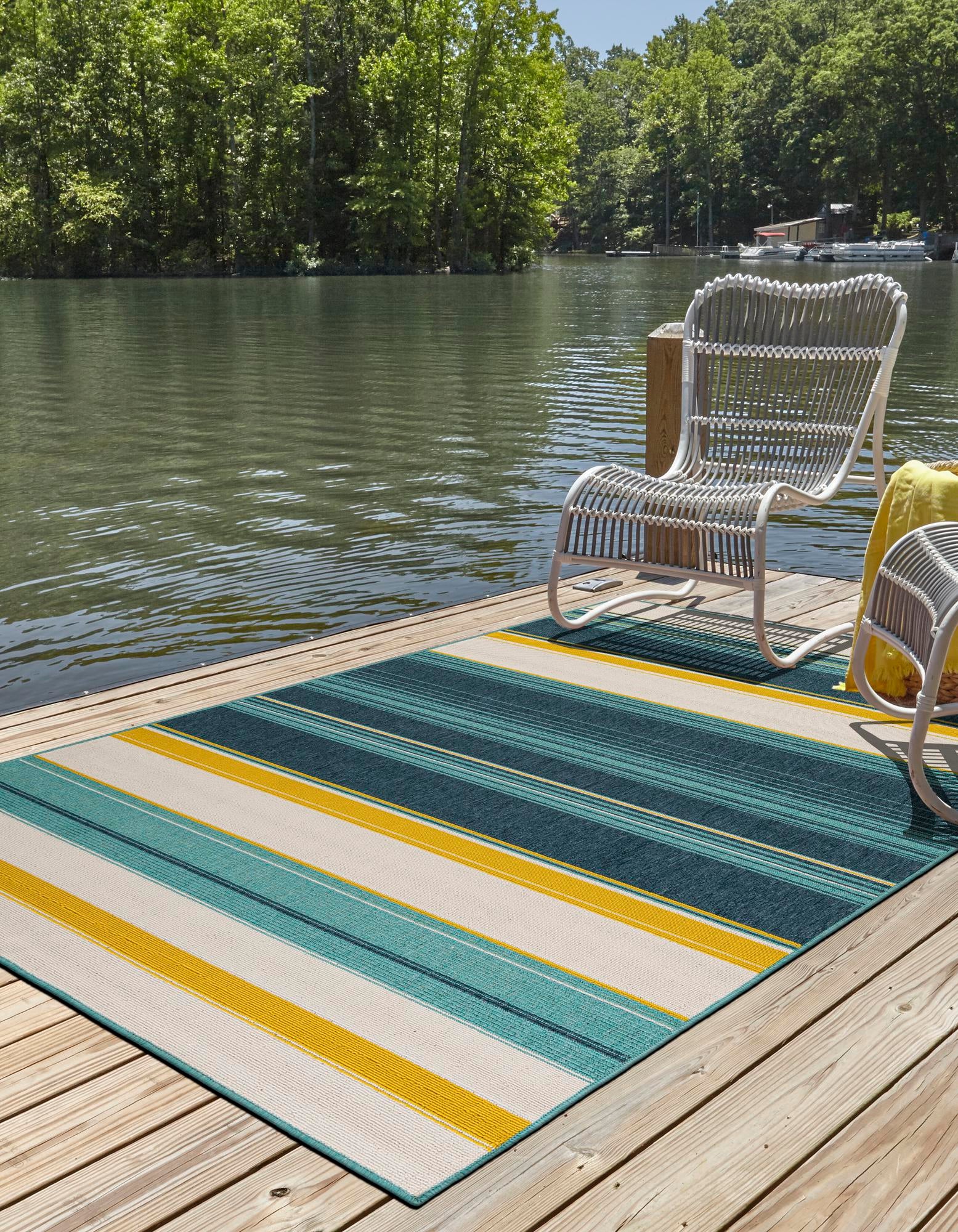 Multicolor 7' 10 x 10' Border Indoor / Outdoor Rug | Rugs.com