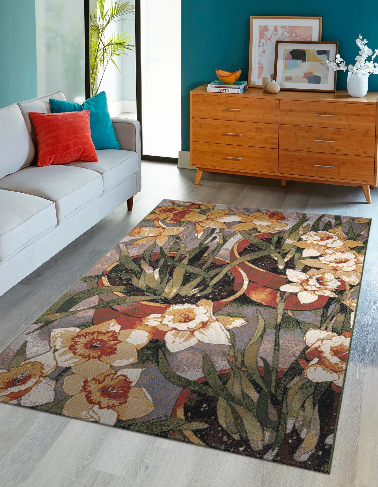 Multicolor 5' x 7' Botanical Indoor / Outdoor Rug | Rugs.com