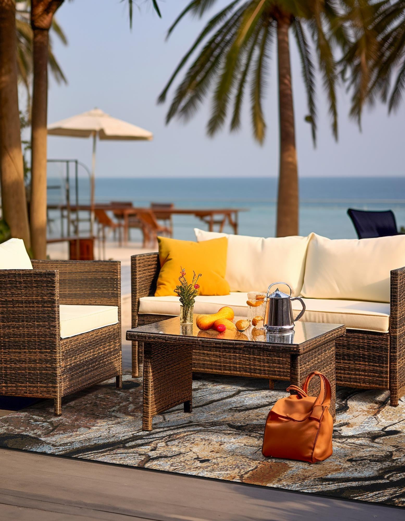 Multicolor 4' x 6' Modern Indoor / Outdoor Rug | Rugs.com