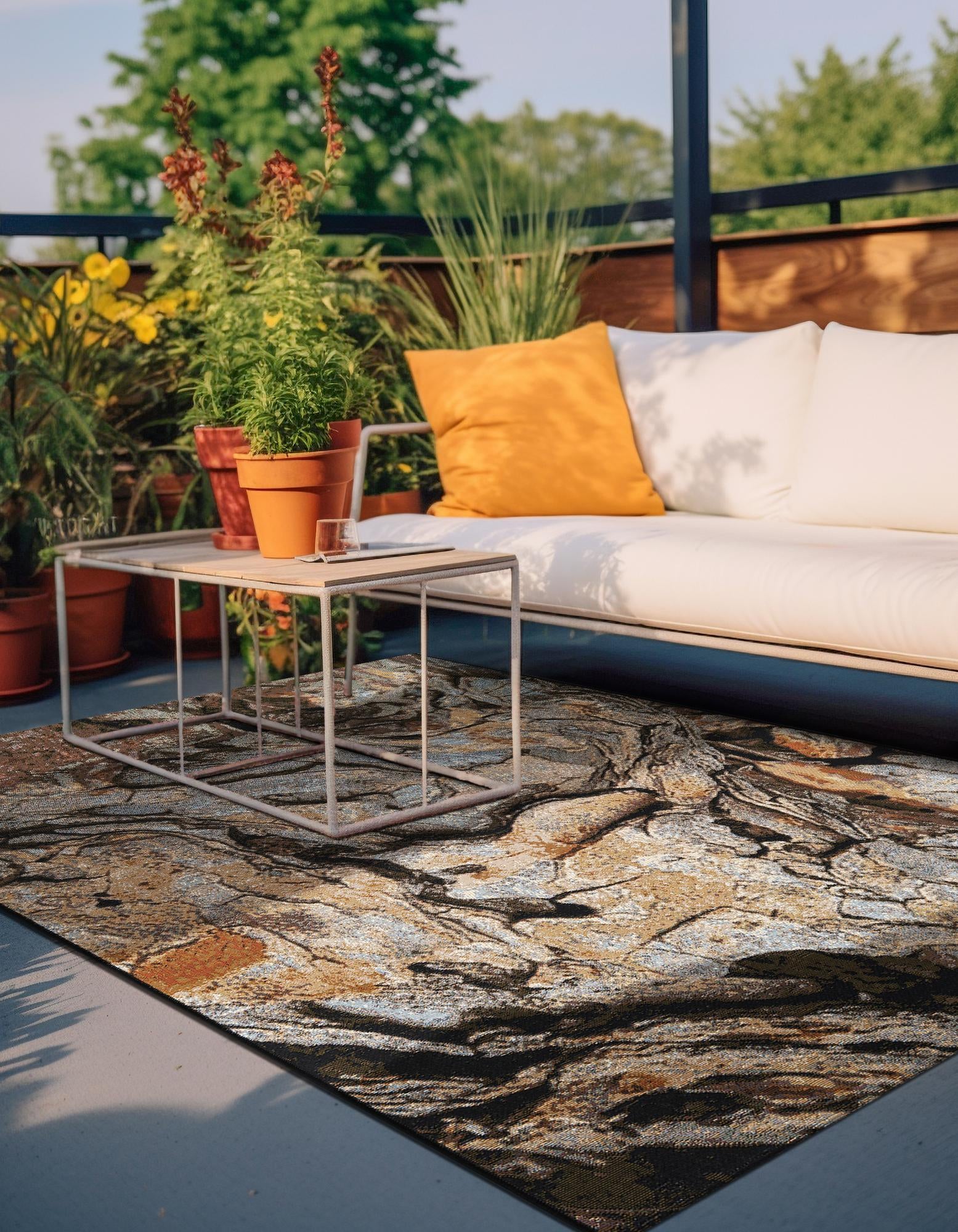 Multicolor 9' x 12' Modern Indoor / Outdoor Rug | Rugs.com