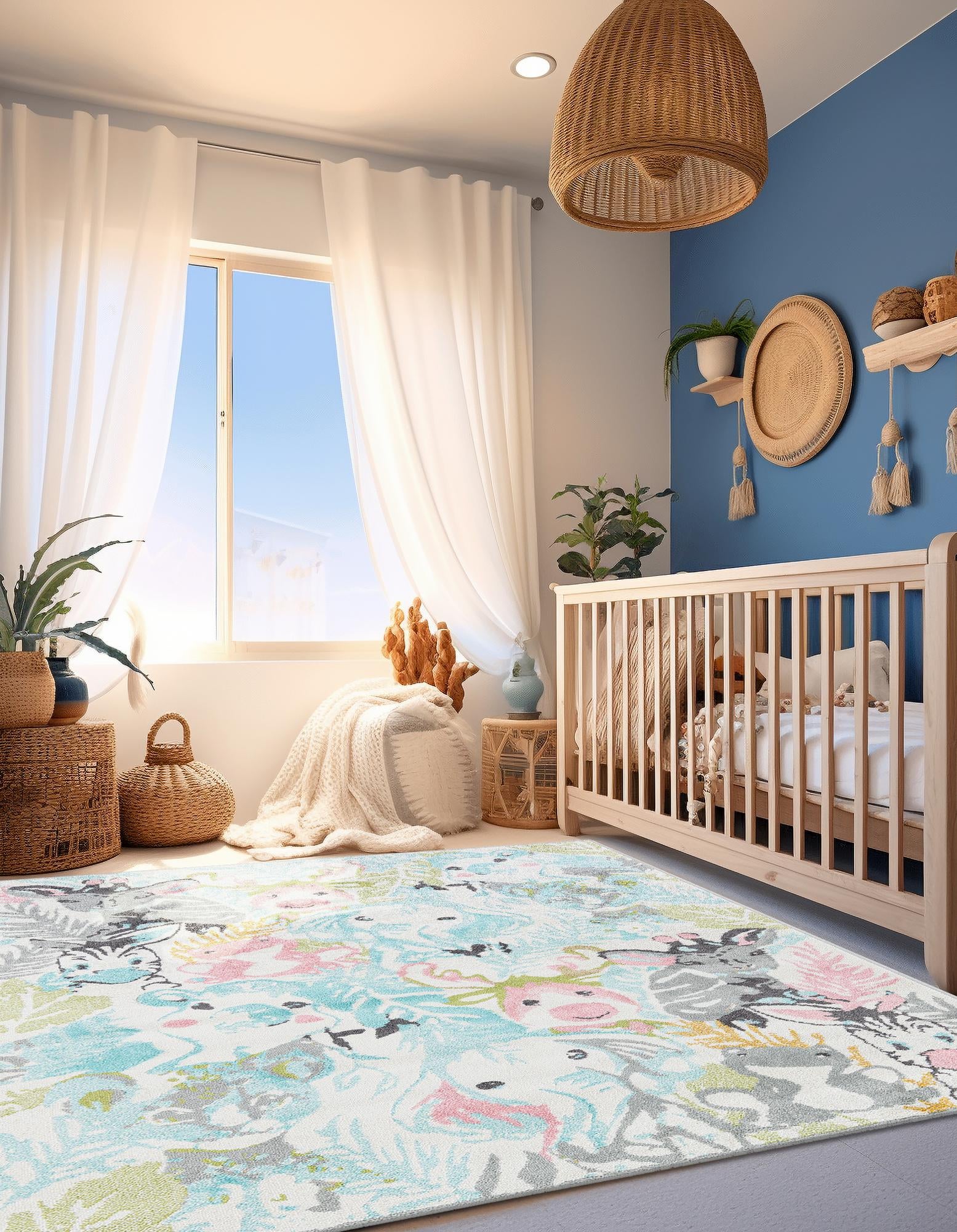 Multicolor 7' 10 x 10' Animals Whimsy Kids Rug | Rugs.com