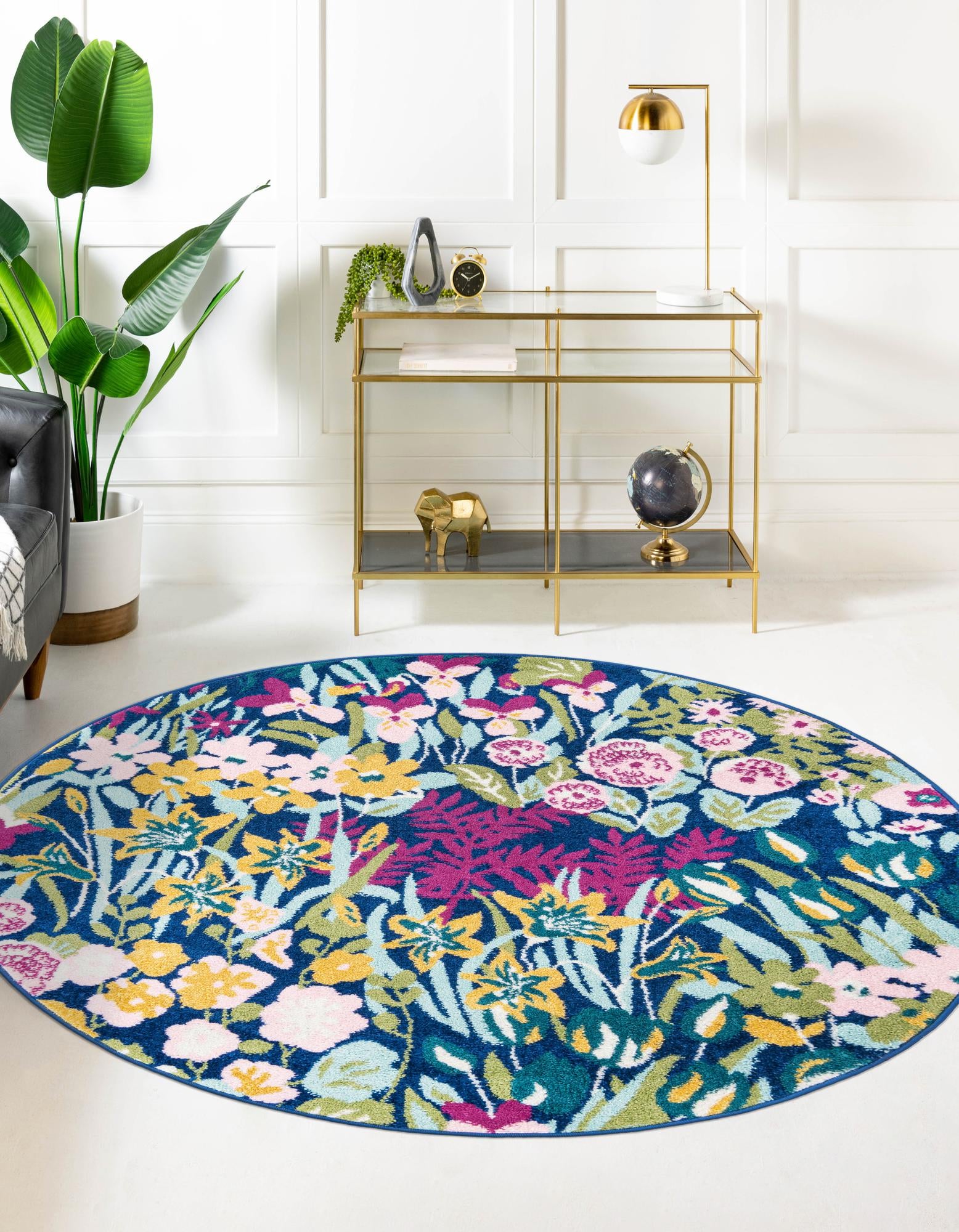 Multicolor 7' x 7' Bloom Round Rug | Rugs.com