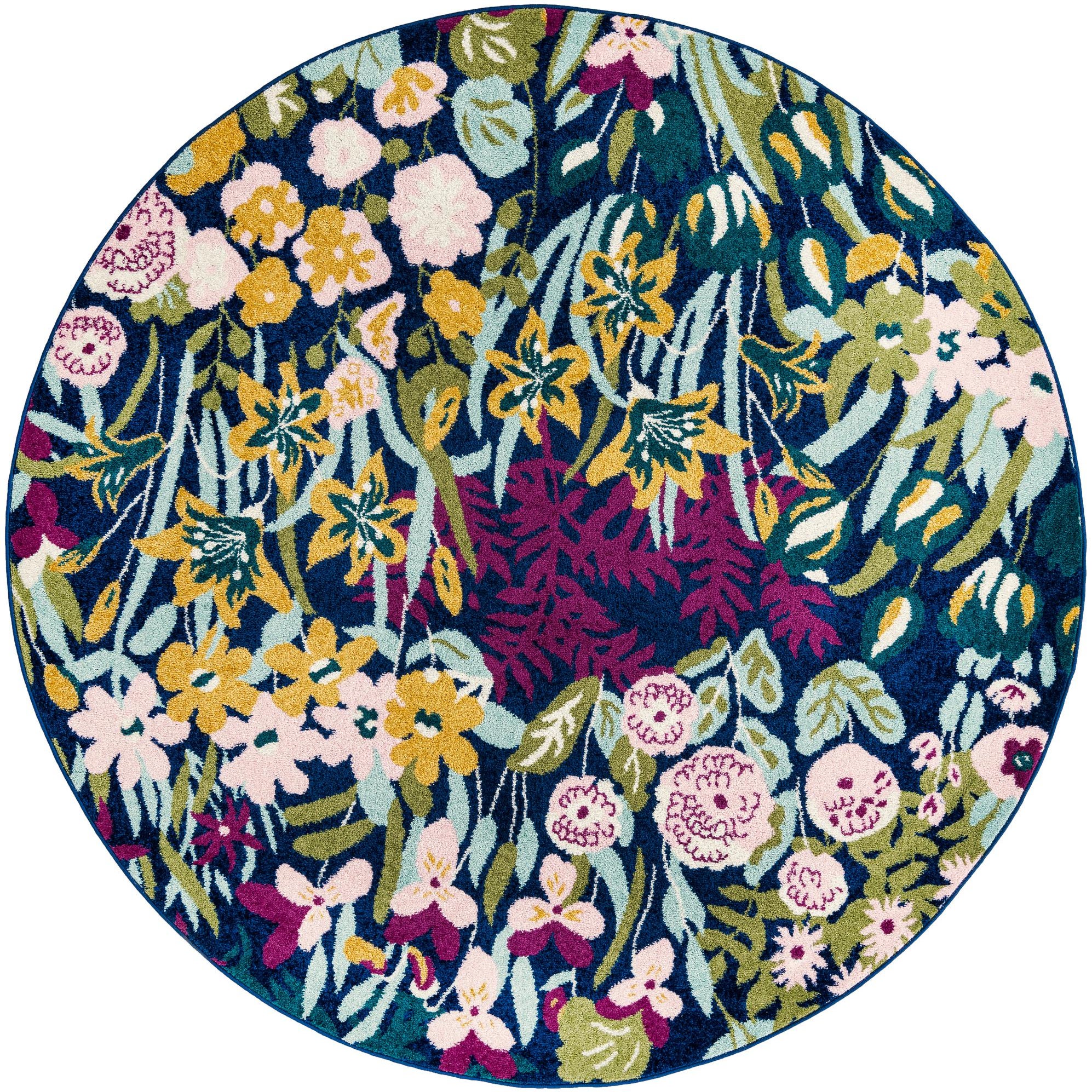 Multicolor 7' x 7' Bloom Round Rug | Rugs.com